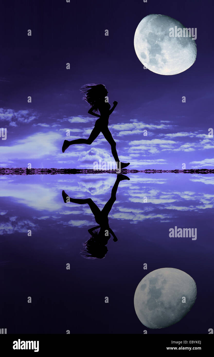 Black silhouette female runner athlete Banque de photographies et d ...