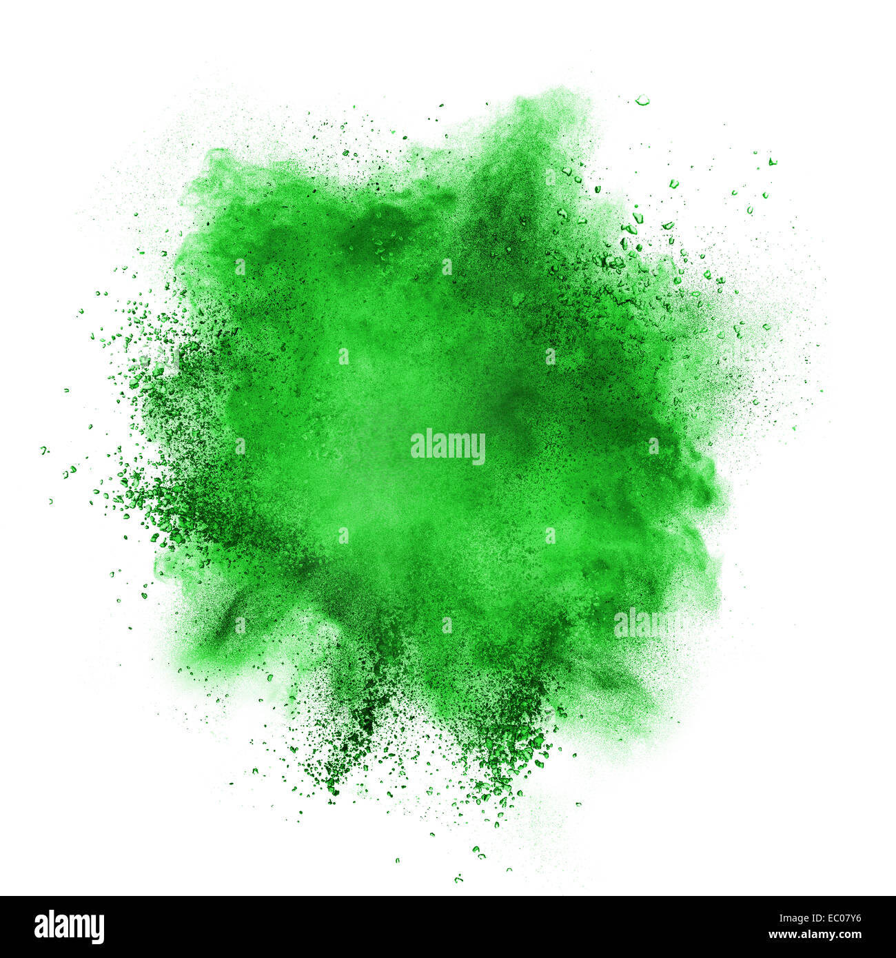Explosion de poudre verte isolée sur fond blanc Photo Stock - Alamy