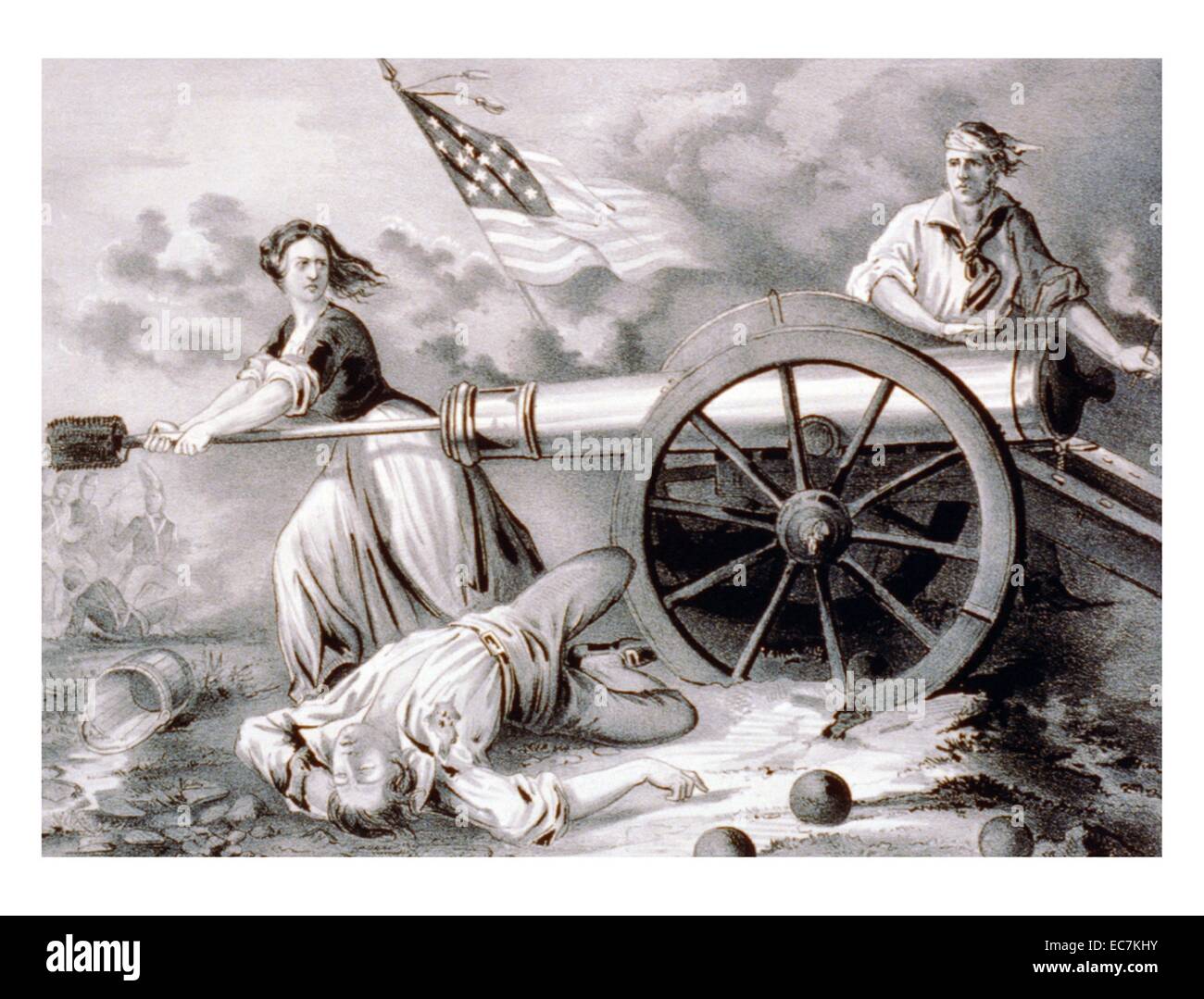 L'héroïne sur Monmouth - Molly Pitcher, 1778. Molly Pitcher à l'aide d ...
