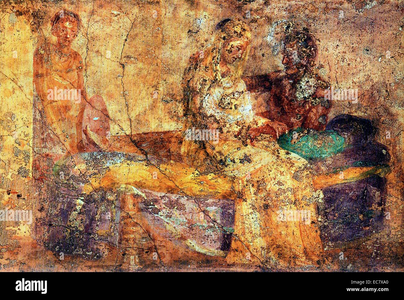 Ancien roman rome fresque art peinture mariage couple domestiques ...