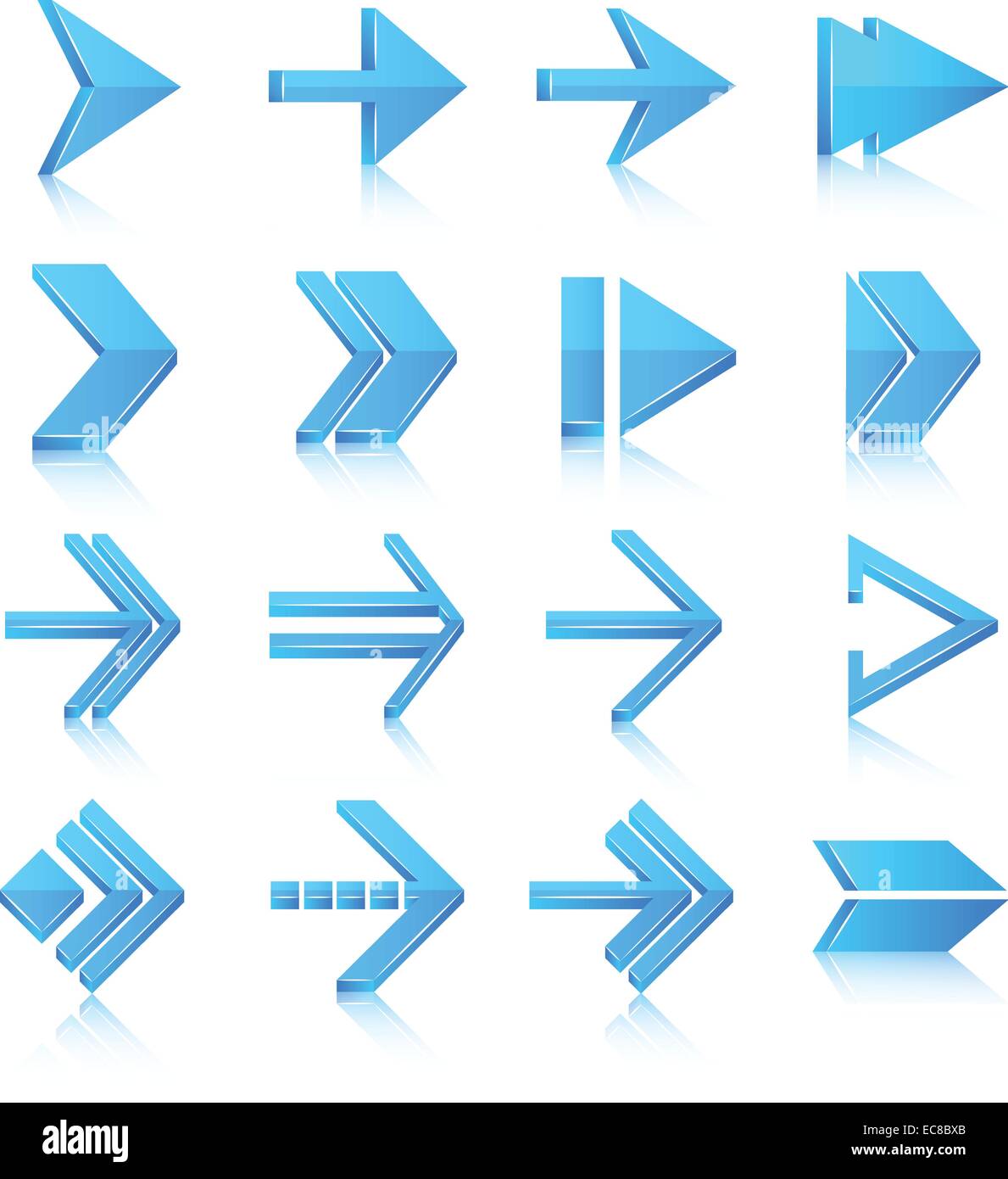 Les flèches bleu Pictogrammes symboles icônes, Set vector illustration ...