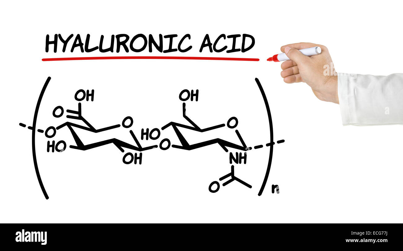 Formule chimique de l'acide hyaluronique sur fond blanc Photo Stock - Alamy