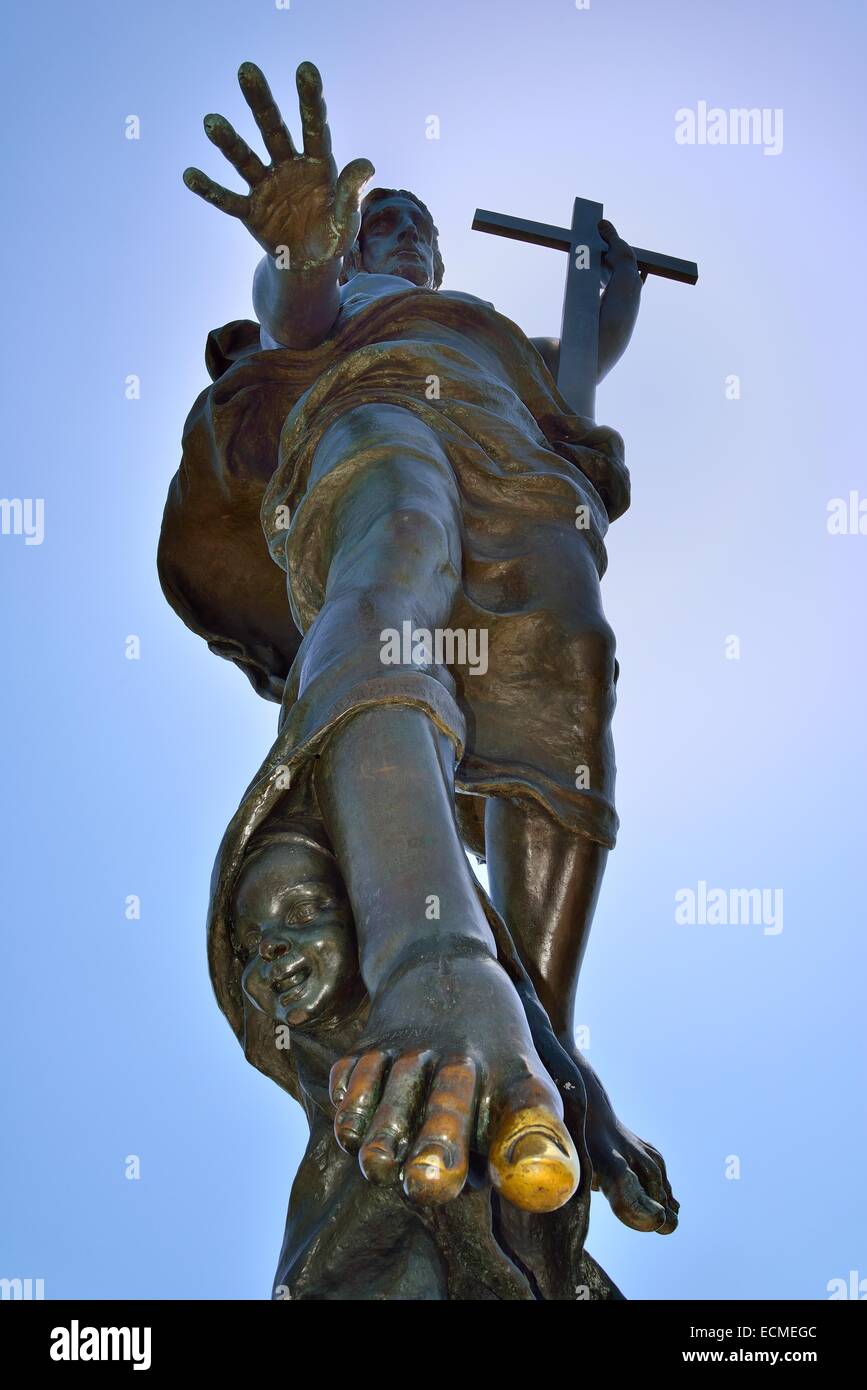 Statue en bronze du Rédempteur, lucky toe, utilisé et golden, Nuoro ...