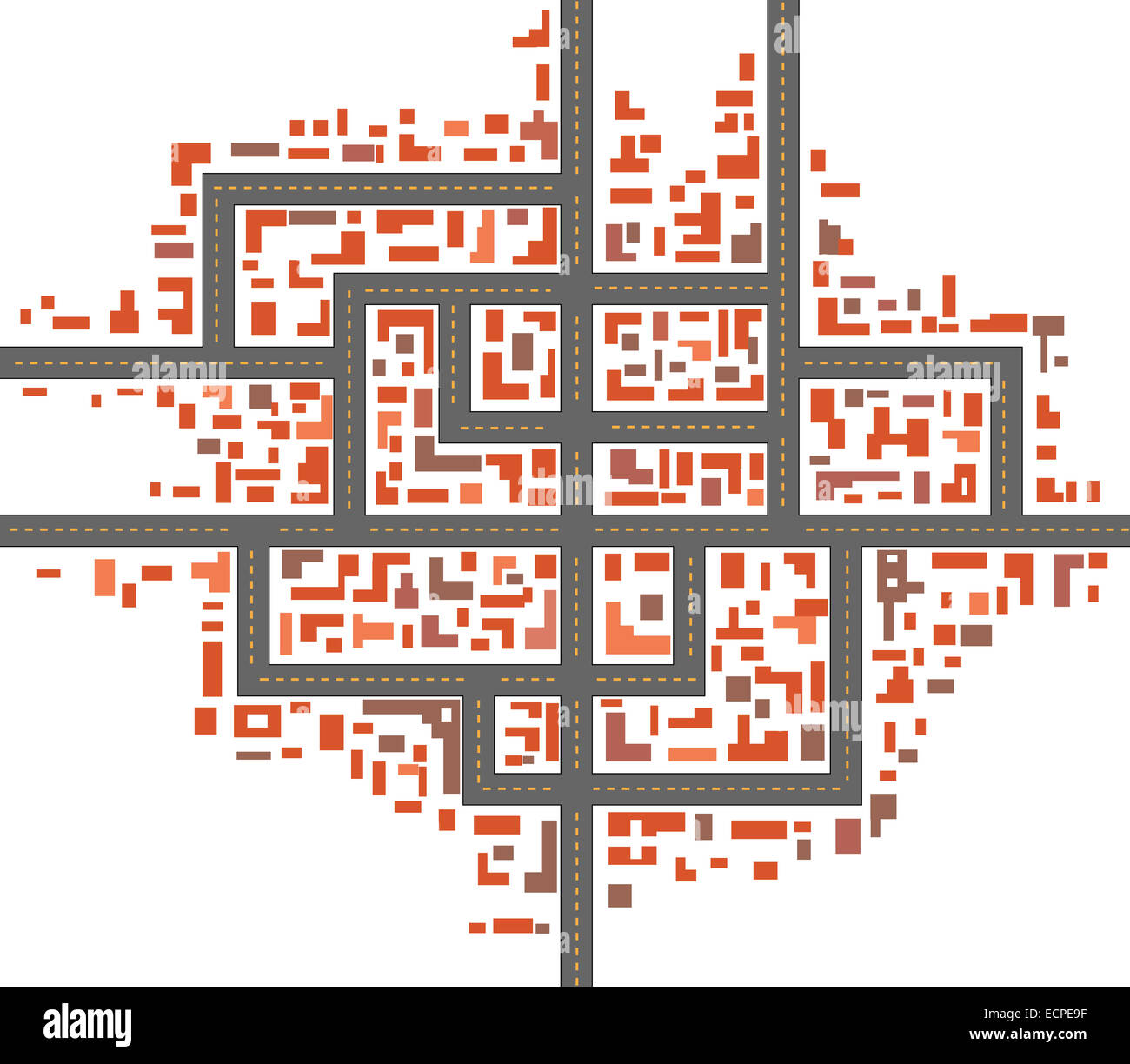 Schéma de la ville plan urbain Photo Stock - Alamy