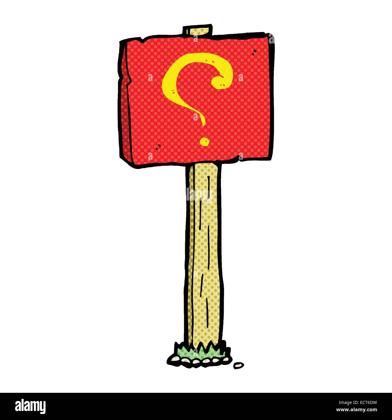 Retro style bande dessinée caricature question mark sign post Image ... Retro style bande dessinée caricature question mark sign post Image ...