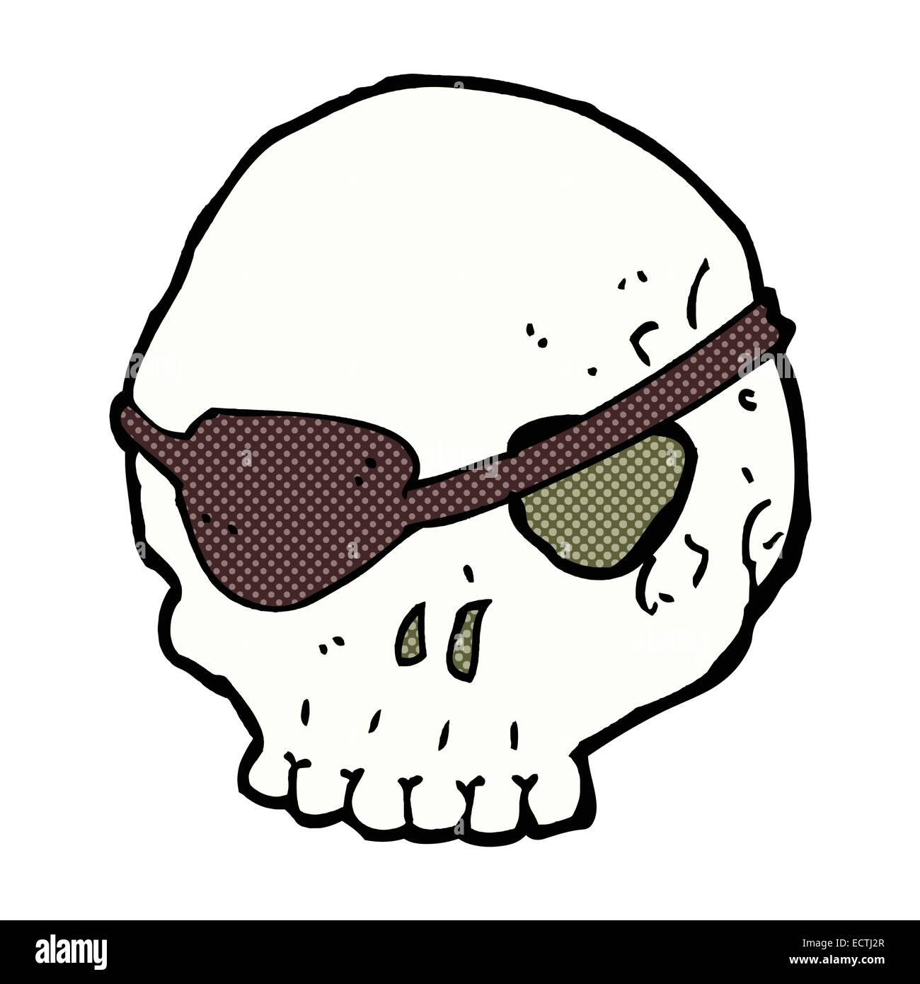 Retro style bande dessinée caricature crâne avec cache-oeil Image ...