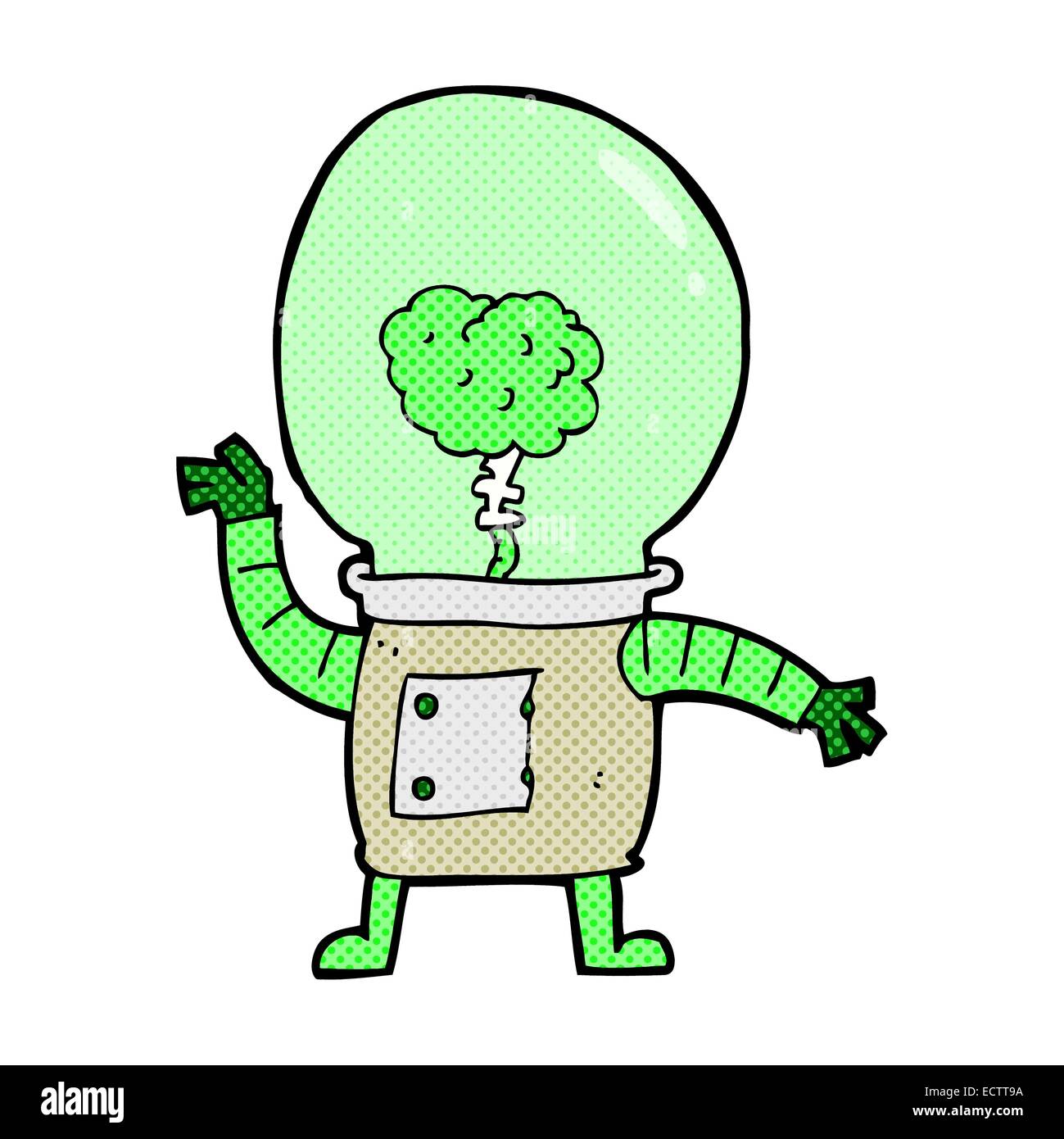 Retro style bande dessinée caricature robot cyborg Image Vectorielle ...