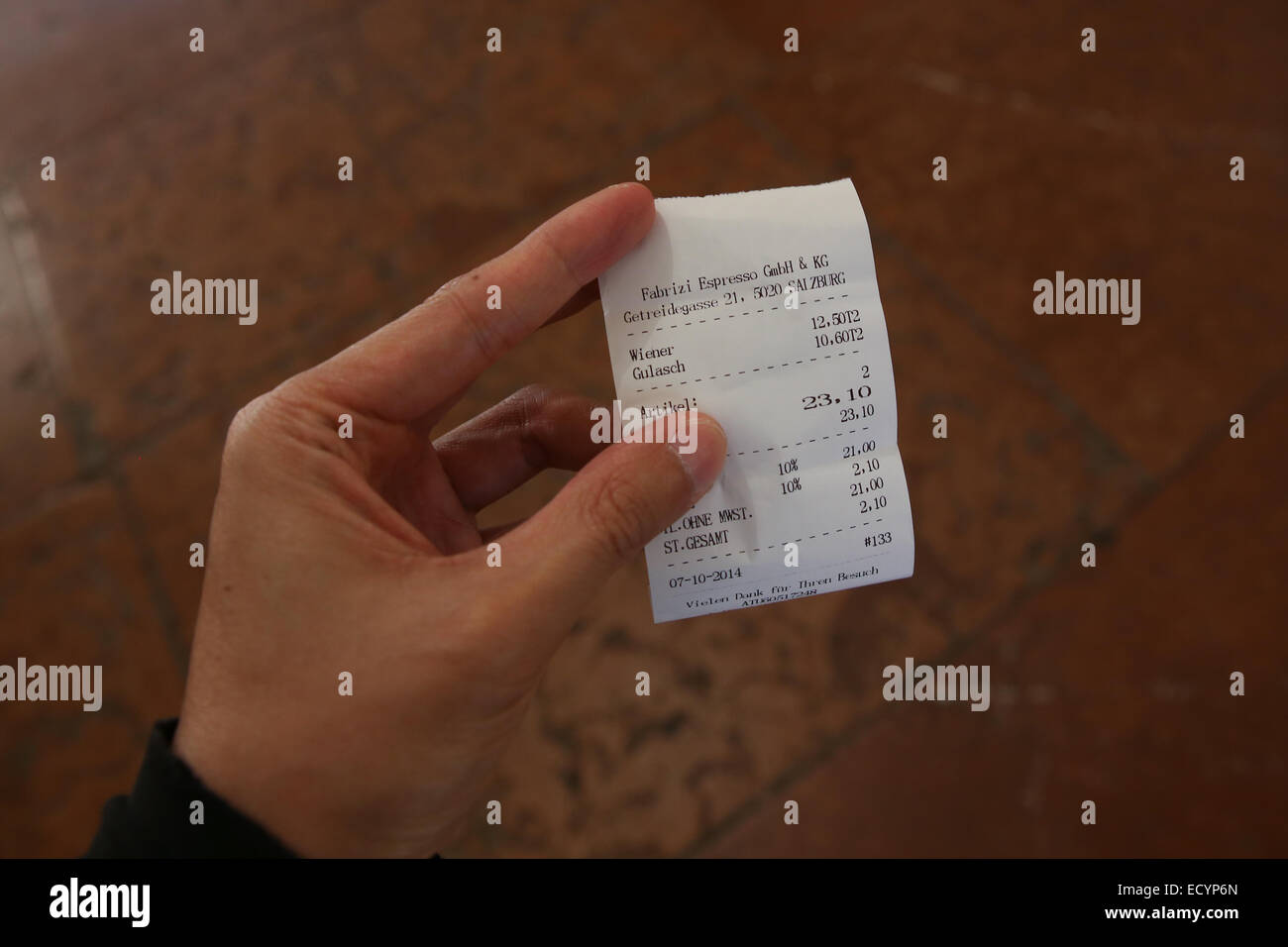 Europe reçu de restaurant Photo Stock - Alamy