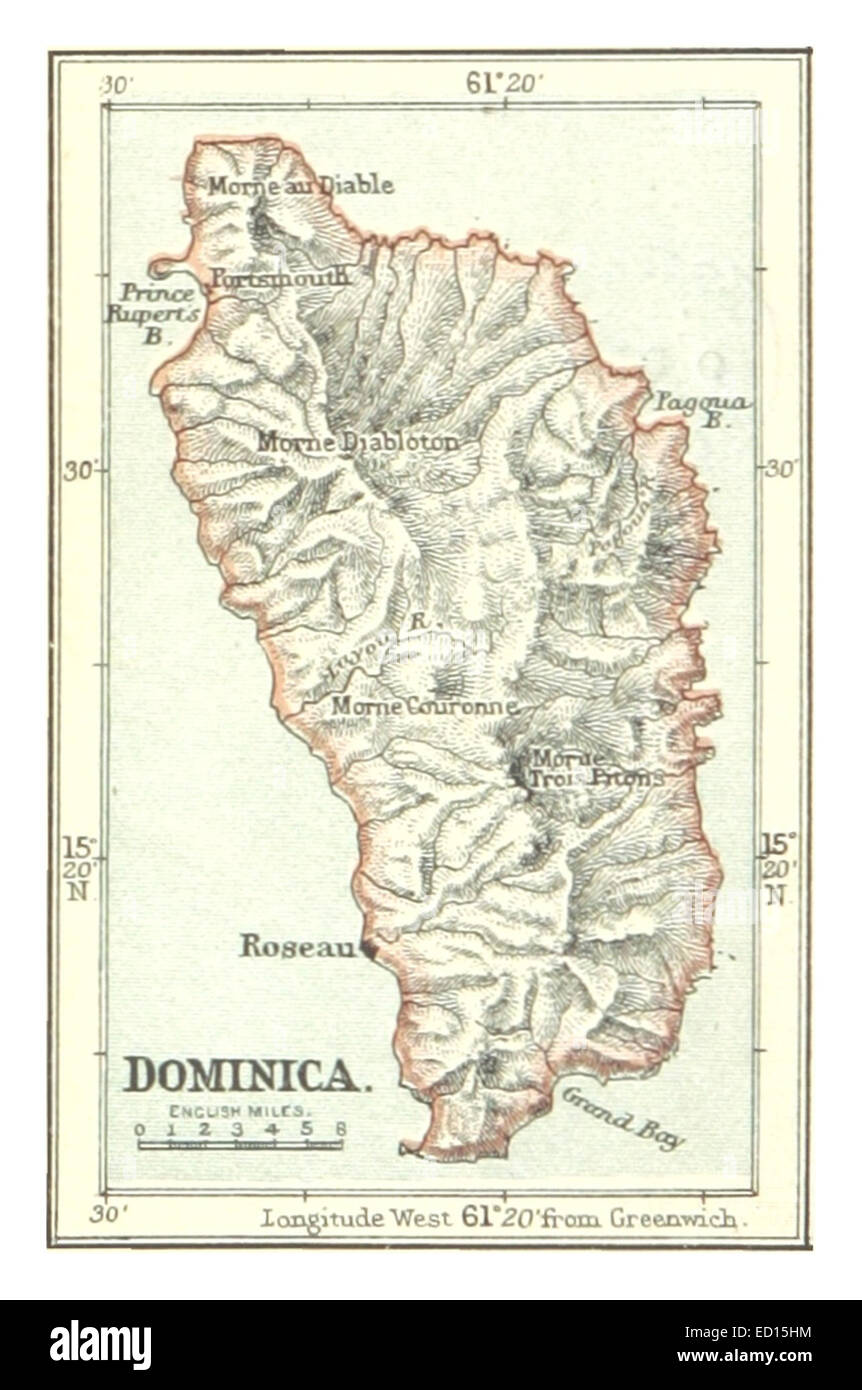 Old map of dominica Banque d'images détourées - Alamy