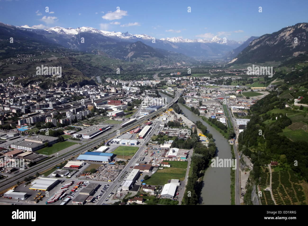 Aerial view sion city valais Banque de photographies et d’images à ...