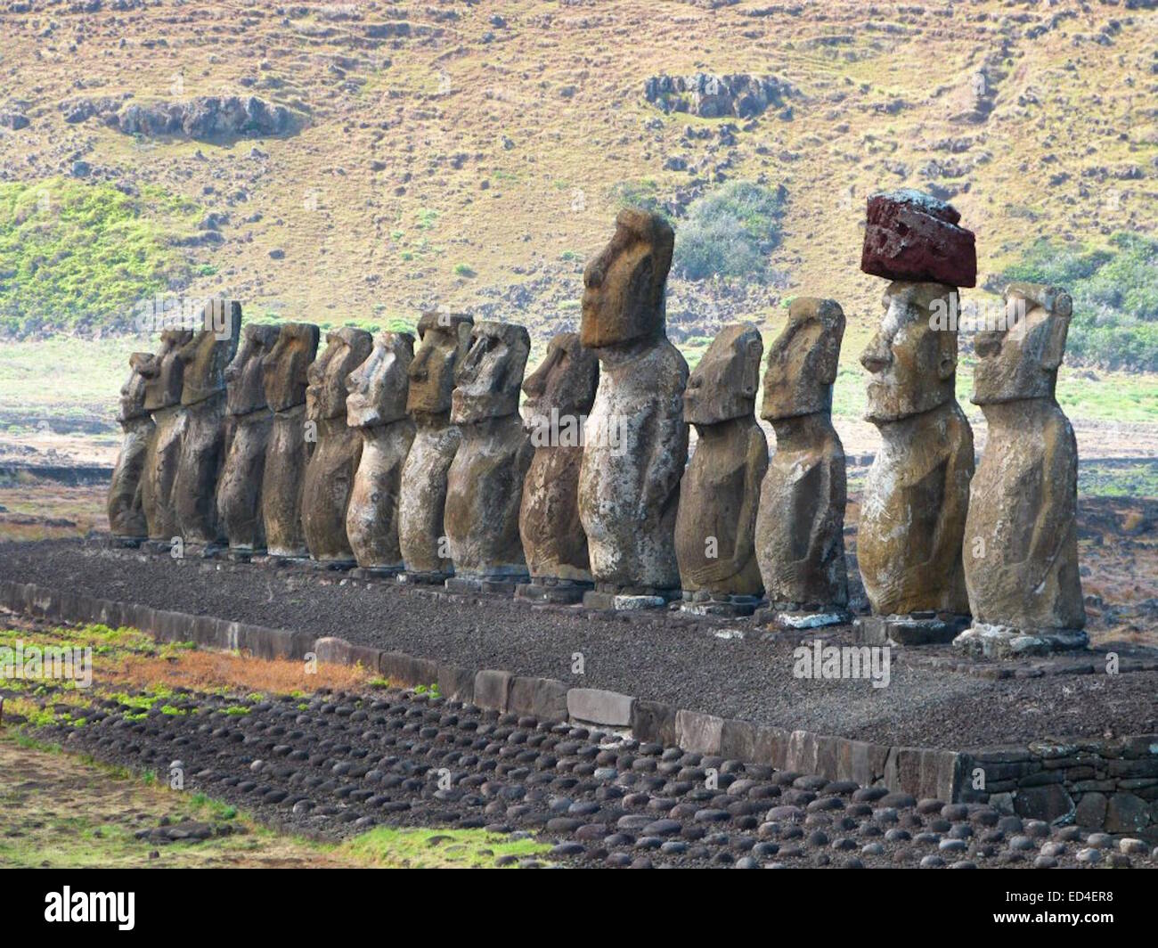 Le géant de pierre, statues Moai de l'ahu Tongariki, Rapa Nui (Île de ...