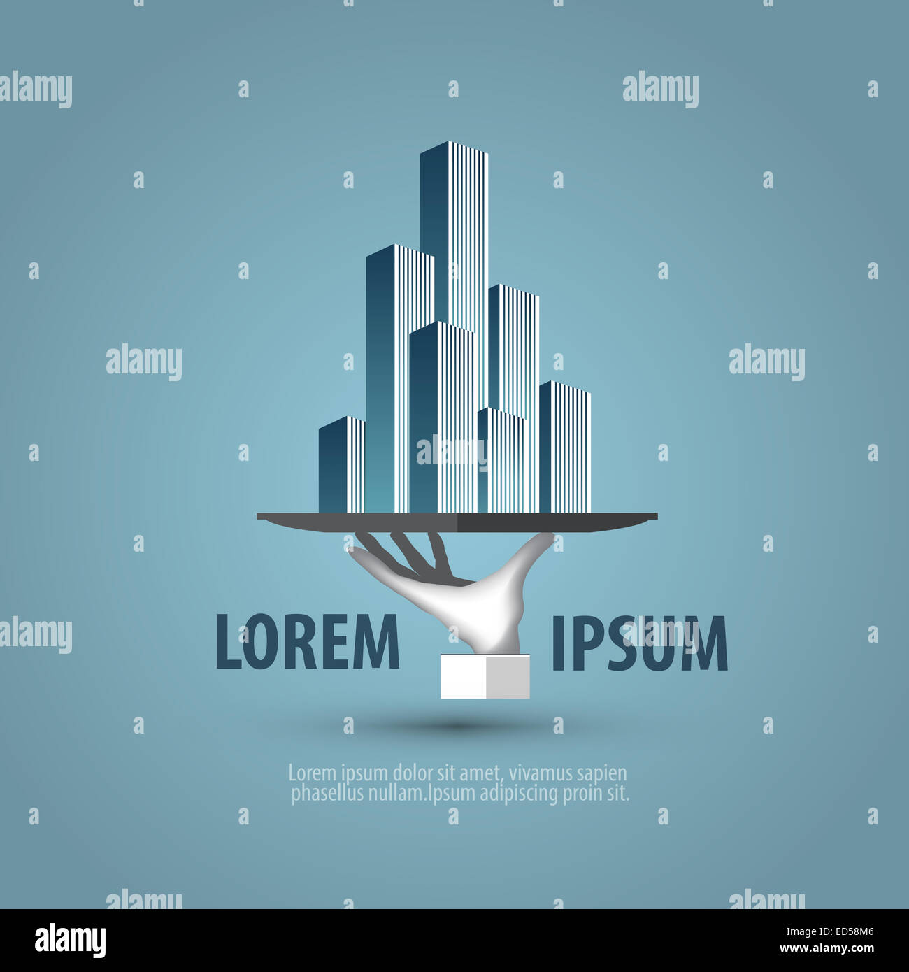 L'entreprise. La main avec le bac. Logo, icône, symbole, emblème ...