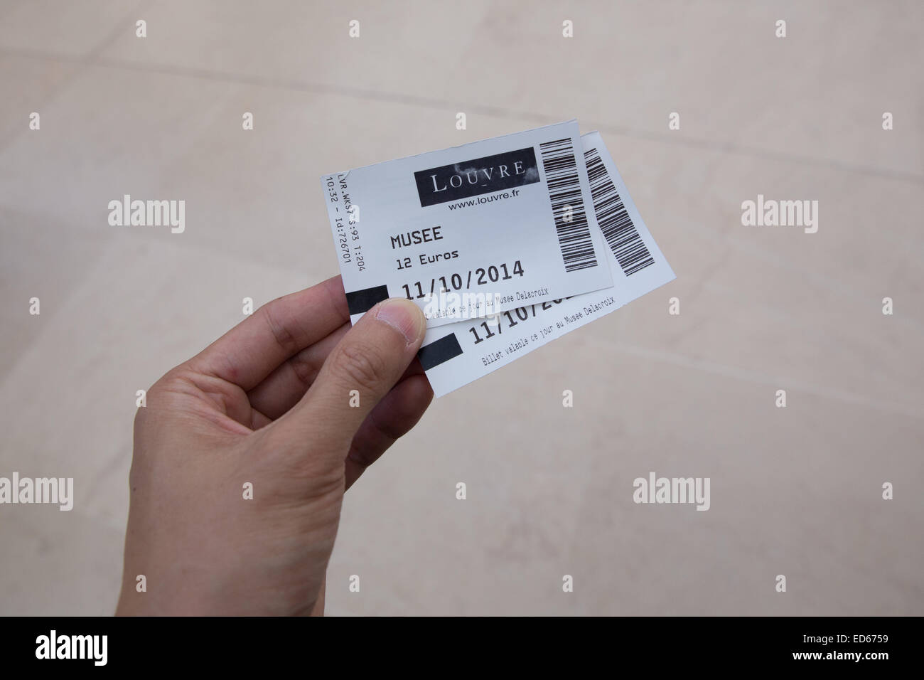 Billets Les billets d'entrée du musée du Louvre Banque D'Images, Photo Stock: 76969349 - Alamy