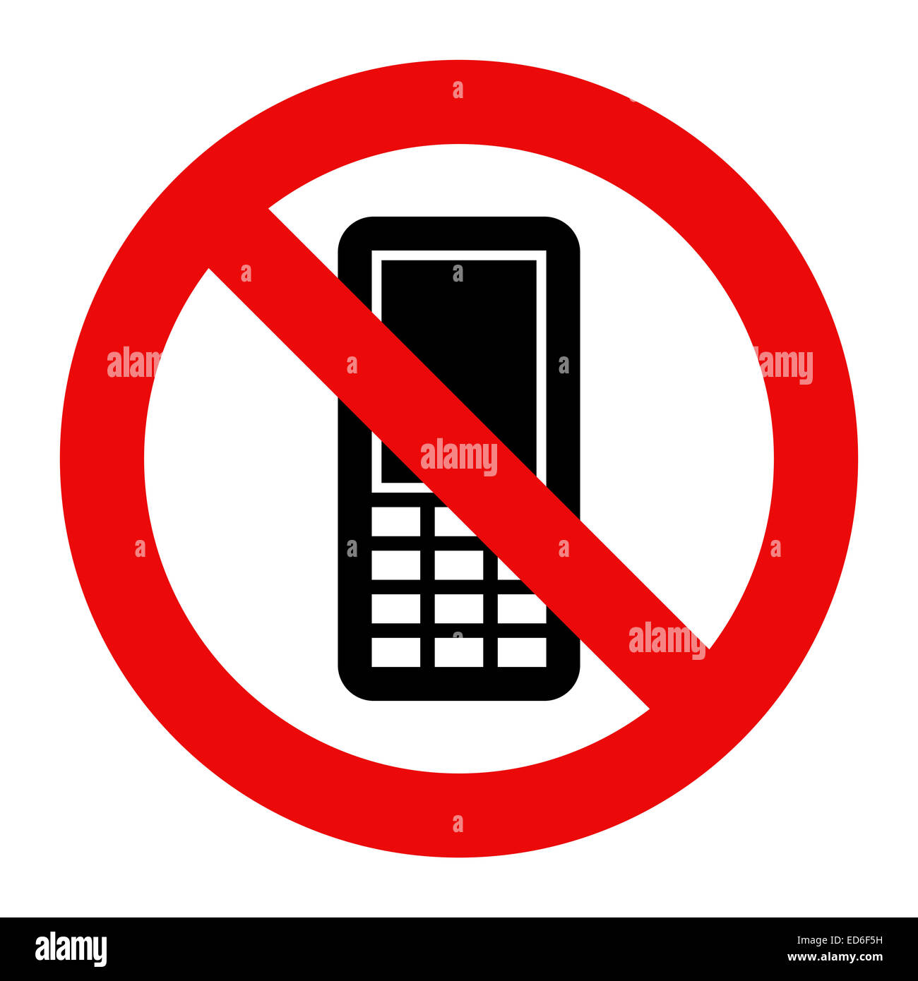 Téléphone mobile interdit. Pas de téléphone cellulaire signe isolé sur ...