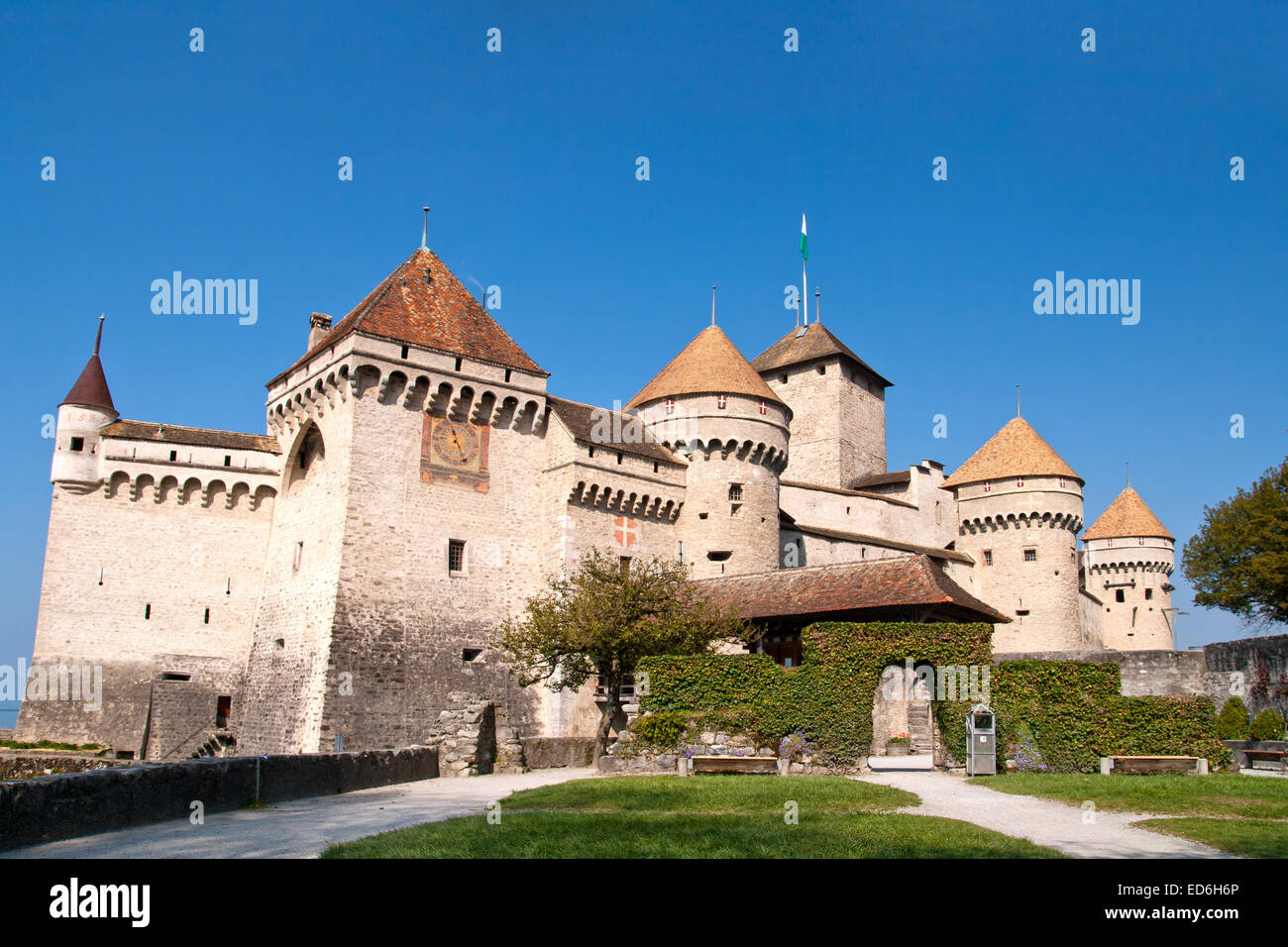Gros plan du Château de Chillon, Montreux Suisse Photo Stock - Alamy