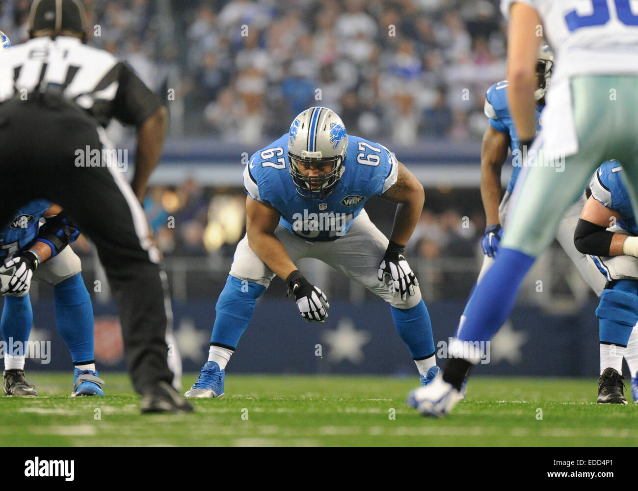 Janvier 04, 2015 : Detroit Lions guard Rob Sims # 67 pendant un match ...
