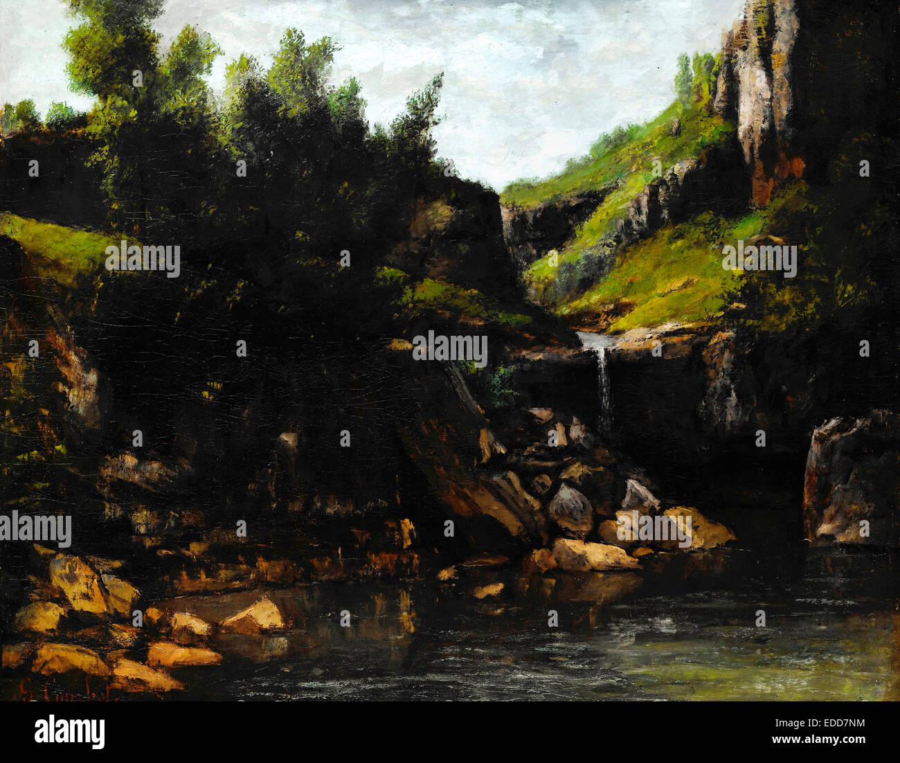 Cascade dans une huile de paysage rocheux Banque de photographies et d ...