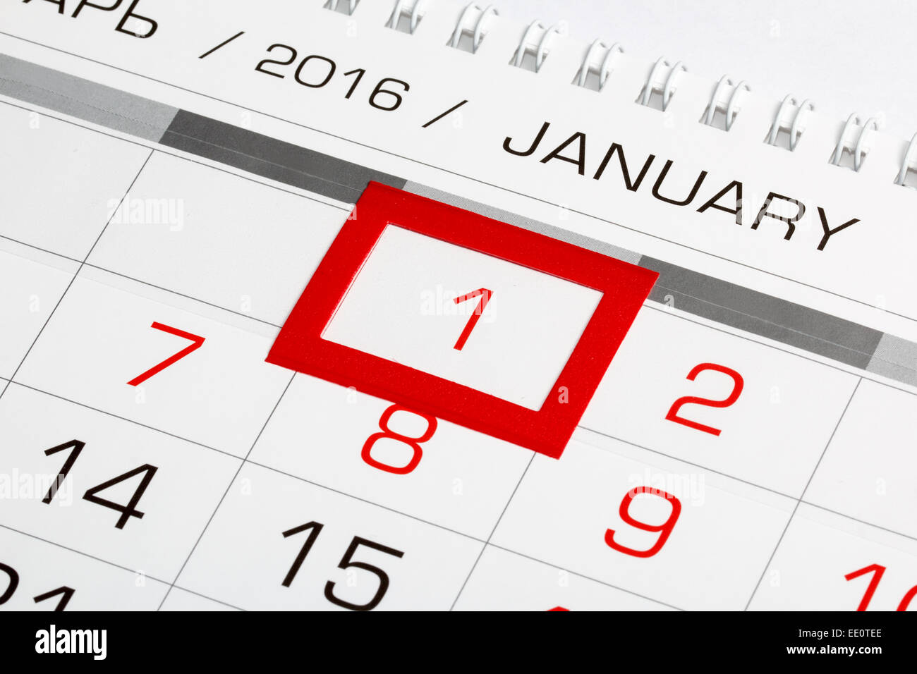 Calendrier avec le 1er janvier Banque de photographies et d’images à ...