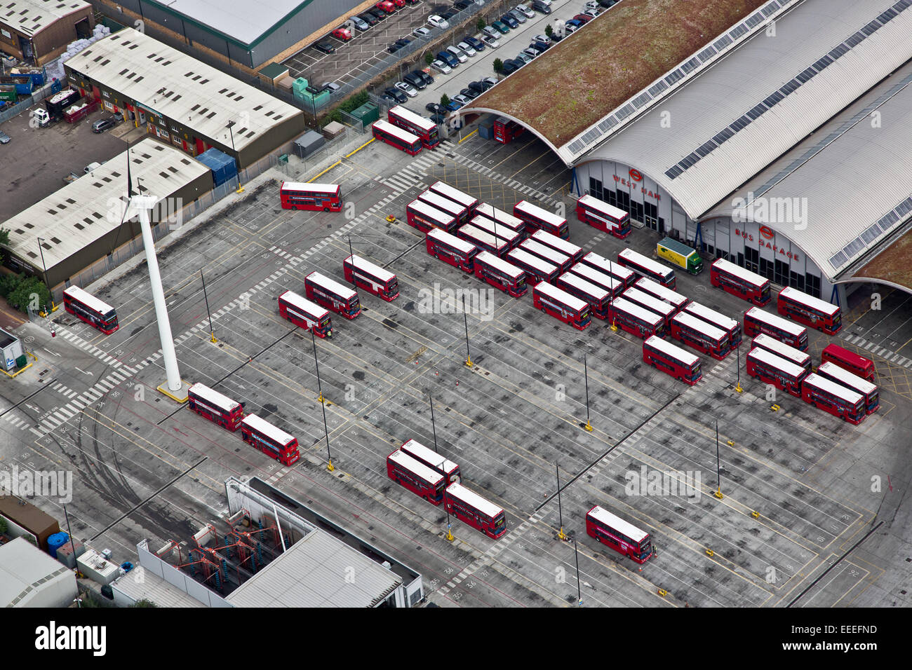Vue aérienne de West Ham Bus Garage Photo Stock - Alamy
