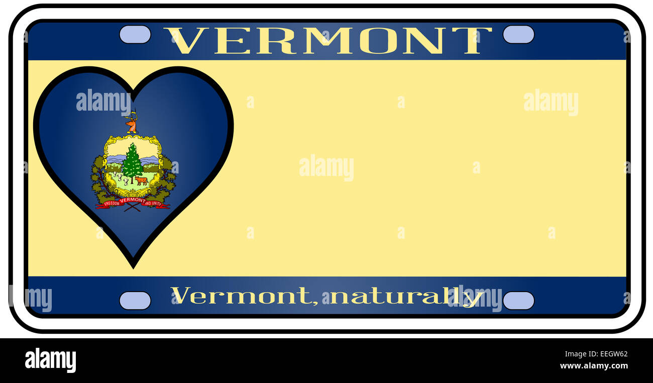 La plaque d'immatriculation du Vermont dans les couleurs du drapeau ...