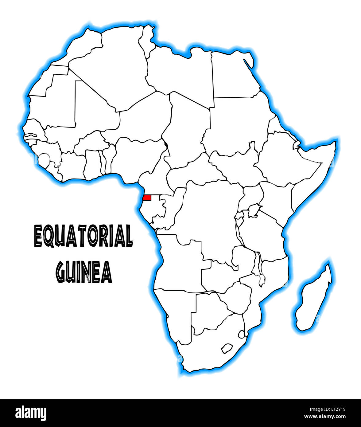 La Guinée équatoriale contours insérés dans une carte de l'Afrique sur ... La Guinée équatoriale contours insérés dans une carte de l'Afrique sur ...