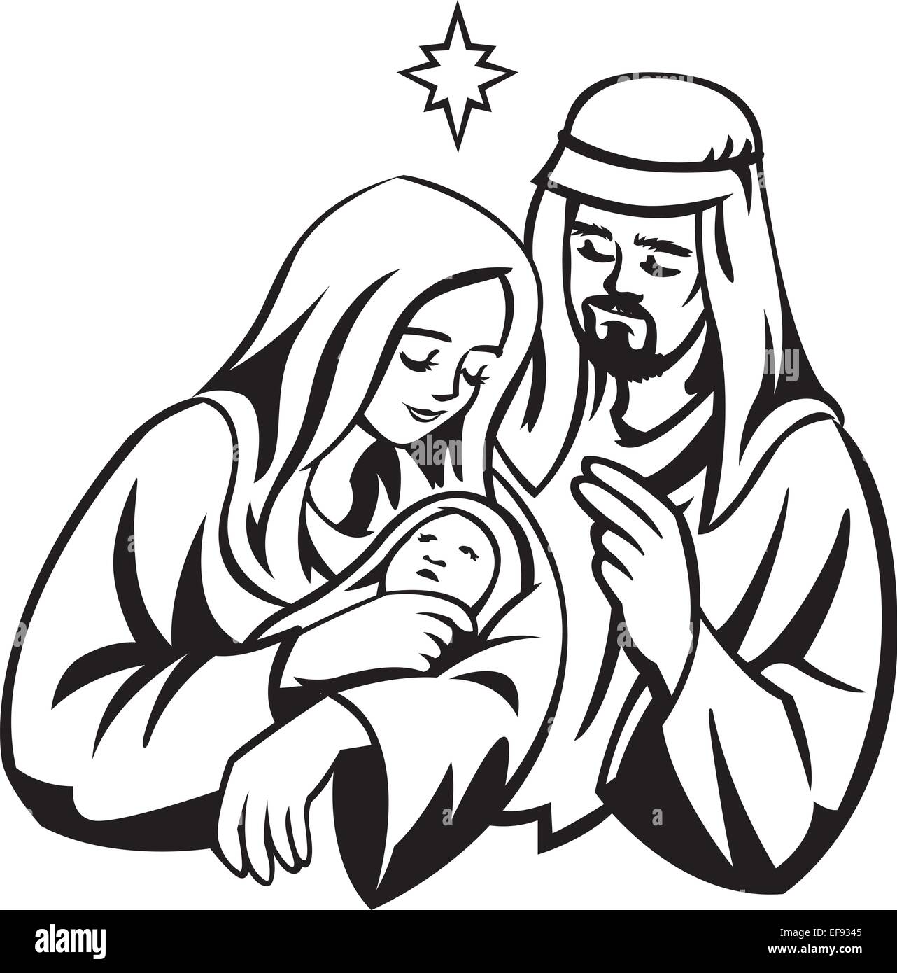 Un portrait de Marie Joseph et Jésus sous l'étoile de Bethléem Image ...