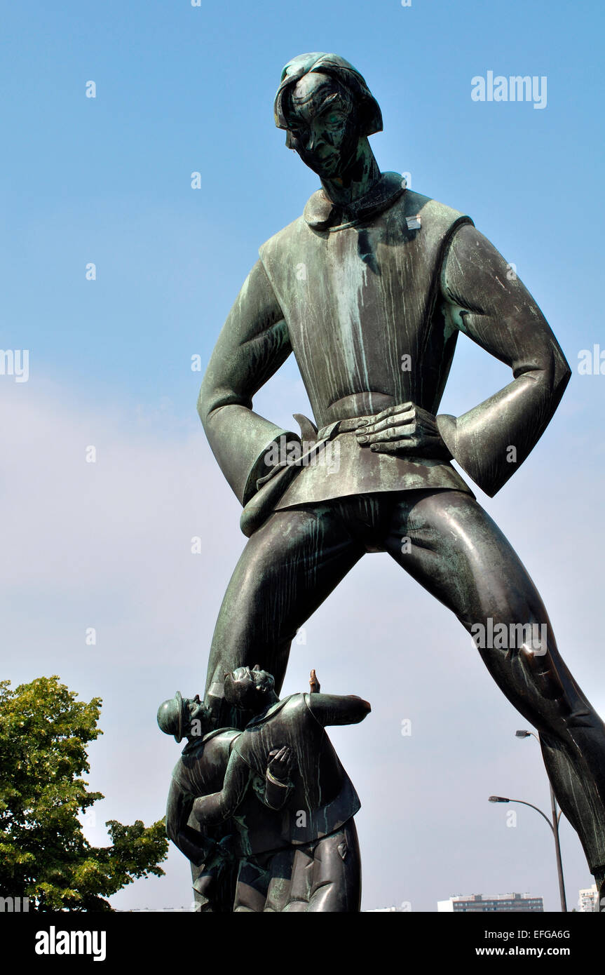 Belgique, Anvers. Lange Wapper statue devant de Het Steen Château Photo ...