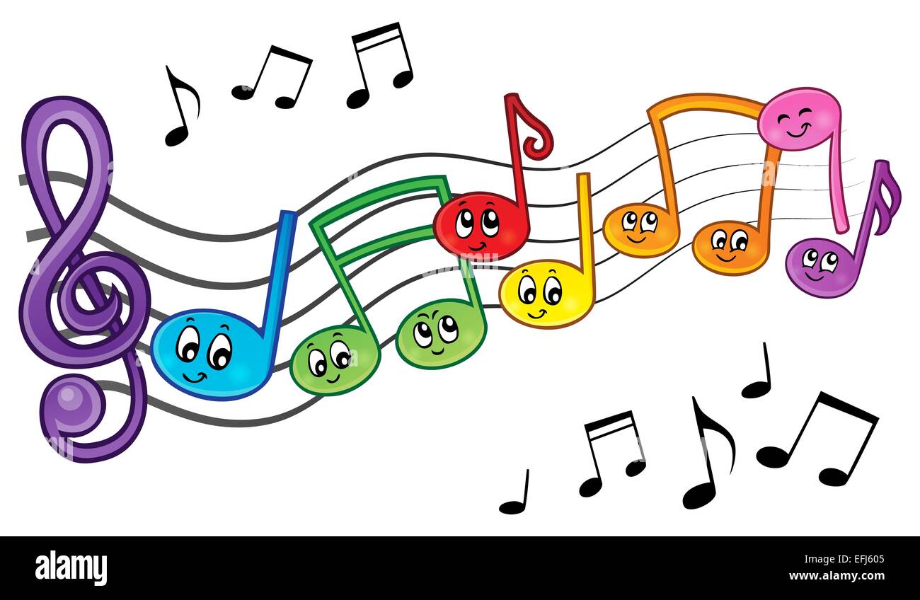 Cartoon music notes theme image 2 - photo illustration Photo Stock - Alamy
