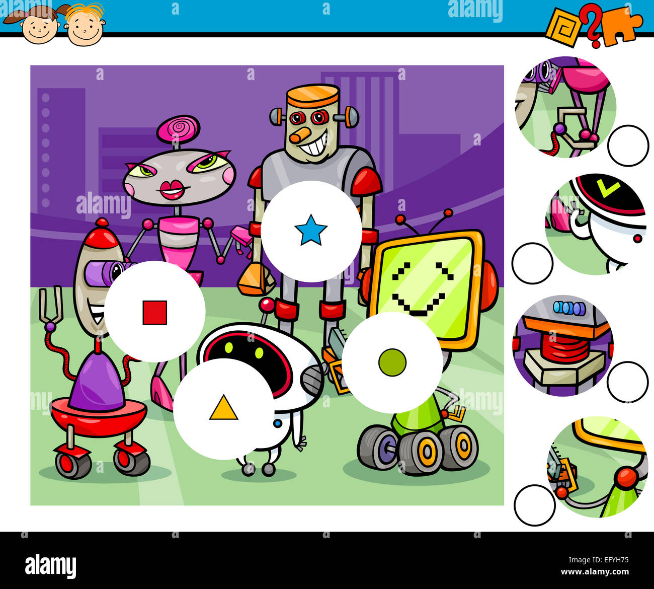 Cartoon Illustration de correspondre aux pièces jeu éducatif pour les ...