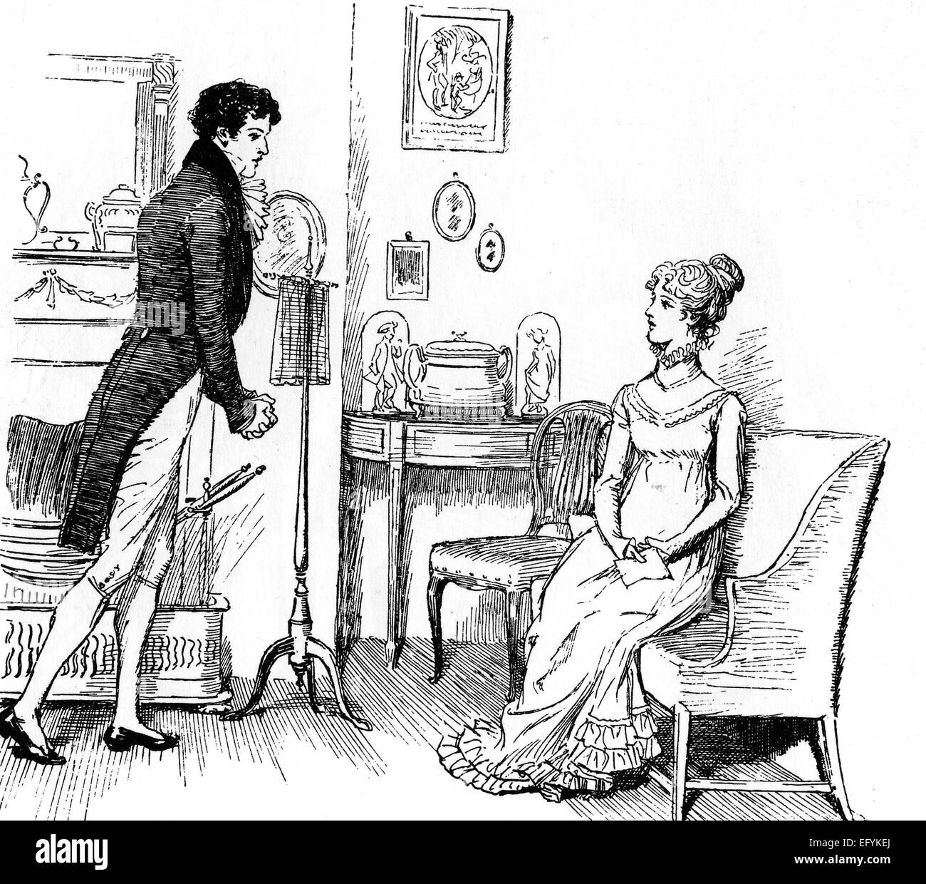 Pride and prejudice illustration Banque d'images noir et blanc - Alamy