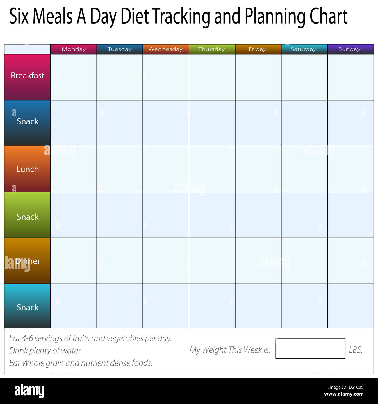 Planificateur de repas hebdomadaire Banque de photographies et d’images ...