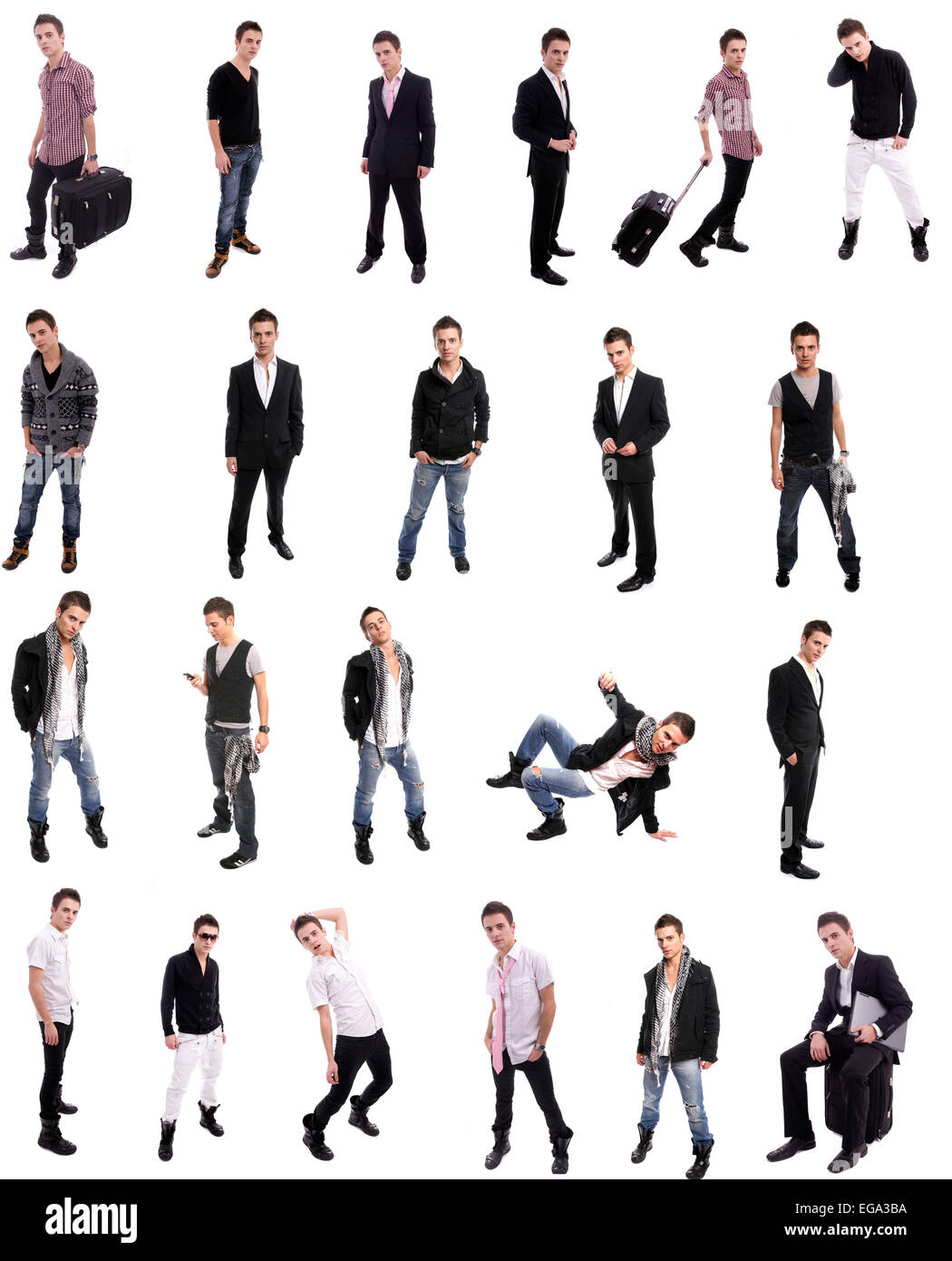 Jeune homme posant dans des positions différentes - images disponibles ...