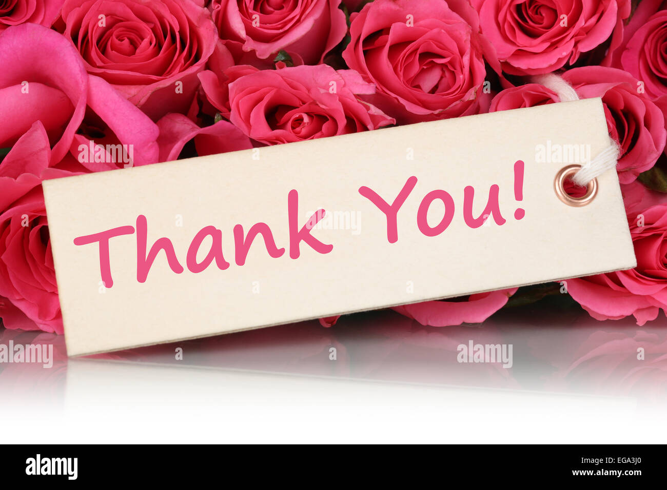 Merci les mots sur une carte postale avec des fleurs roses sur la mère ...