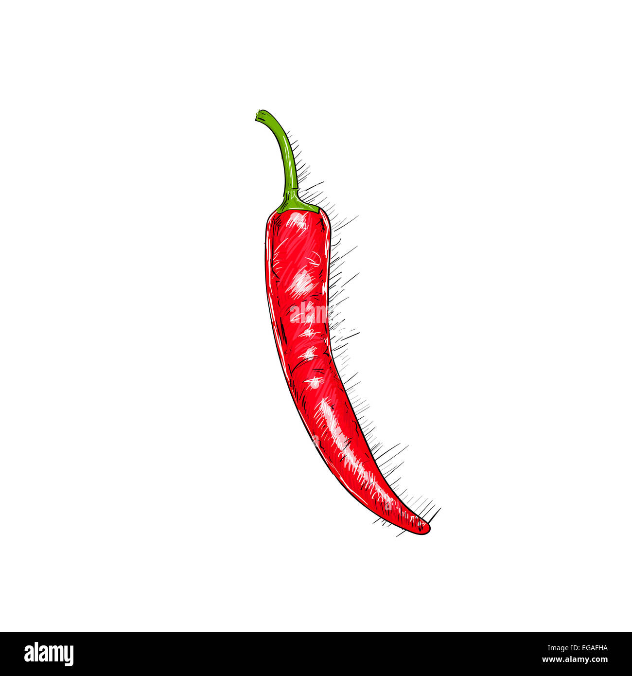 Piment rouge dessiner croquis plus isolés Photo Stock - Alamy