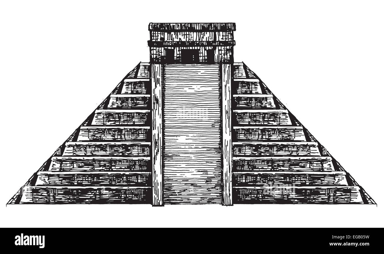 Croquis. Pyramide mexicaine sur un fond blanc. vector illustration ...