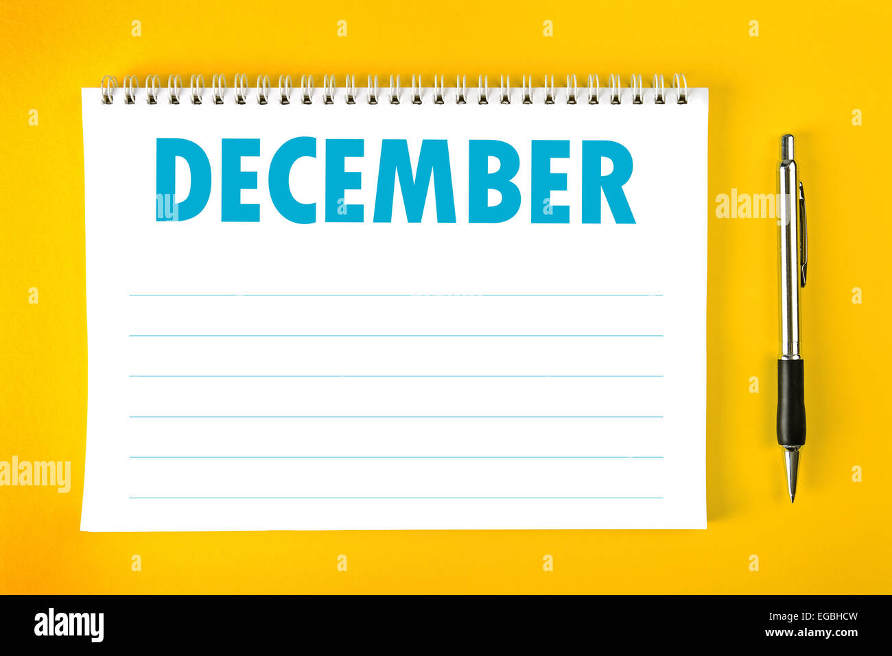 Décembre Calendrier Papier Page blanche avec spirale comme la gestion ...