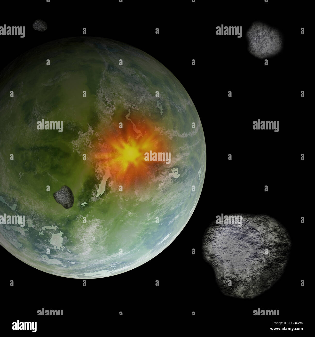 Météorites dans l'espace en collision avec la Terre comme planète ...