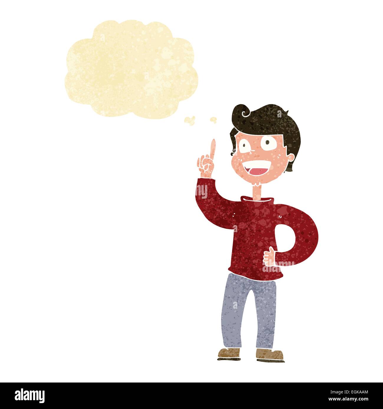 Cartoon boy avec bonne idée avec bulle pensée Image Vectorielle Stock ...