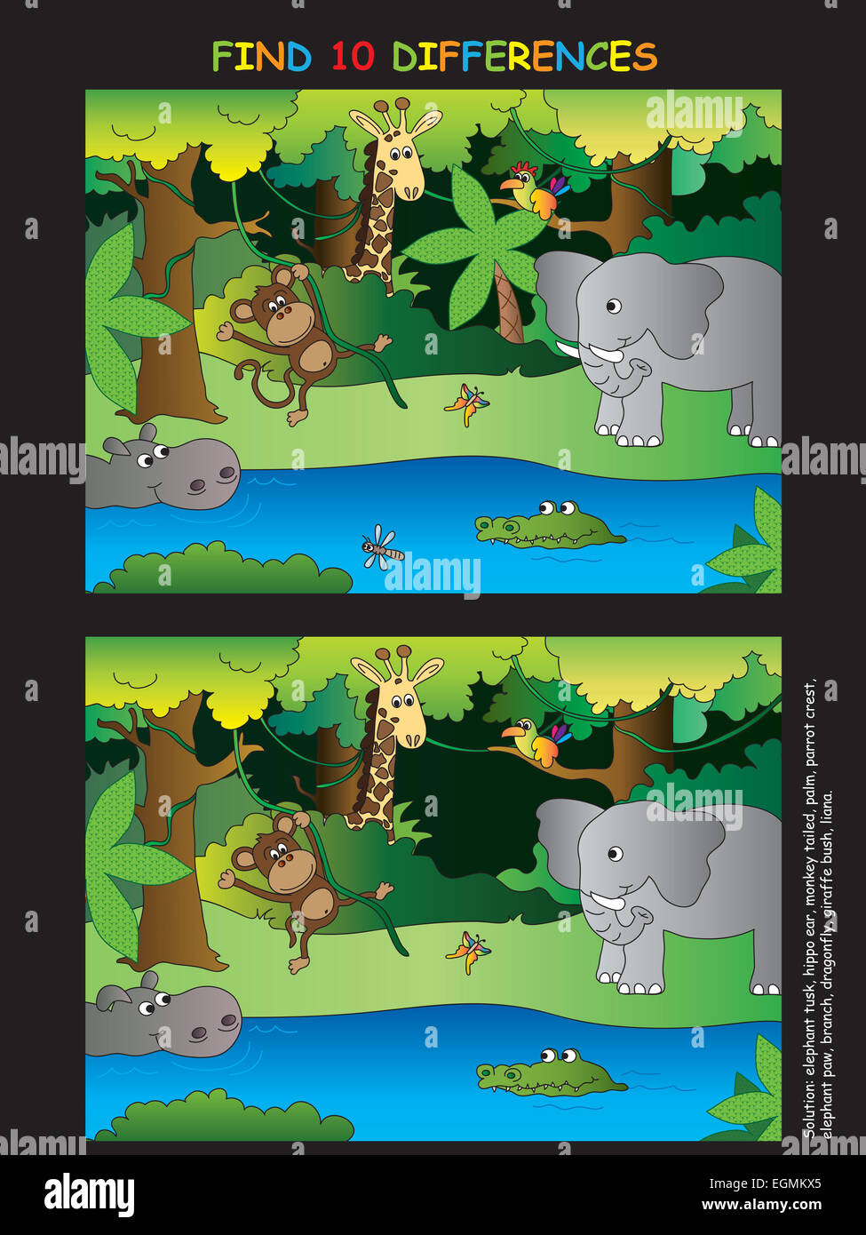 Jeu facile pour les enfants : Trouvez les différences 10 Photo Stock ...