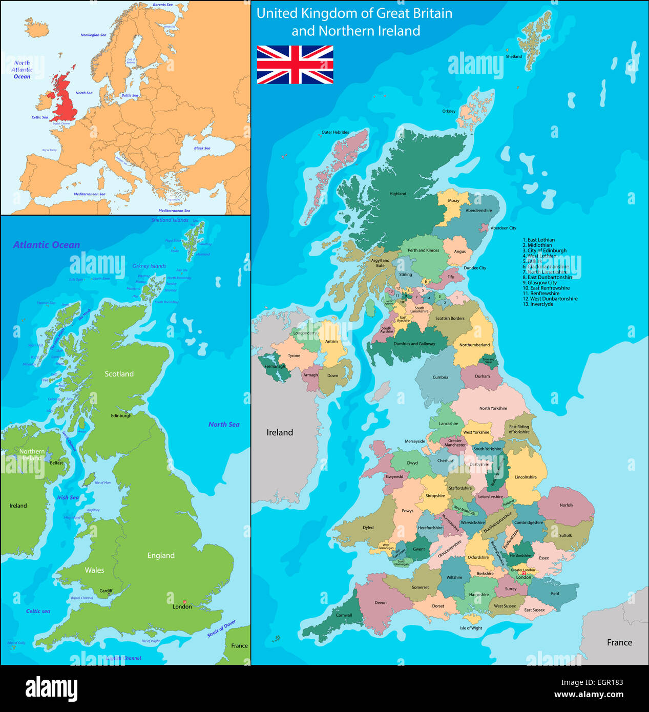 Carte administrative royaume uni Banque de photographies et d’images à ...
