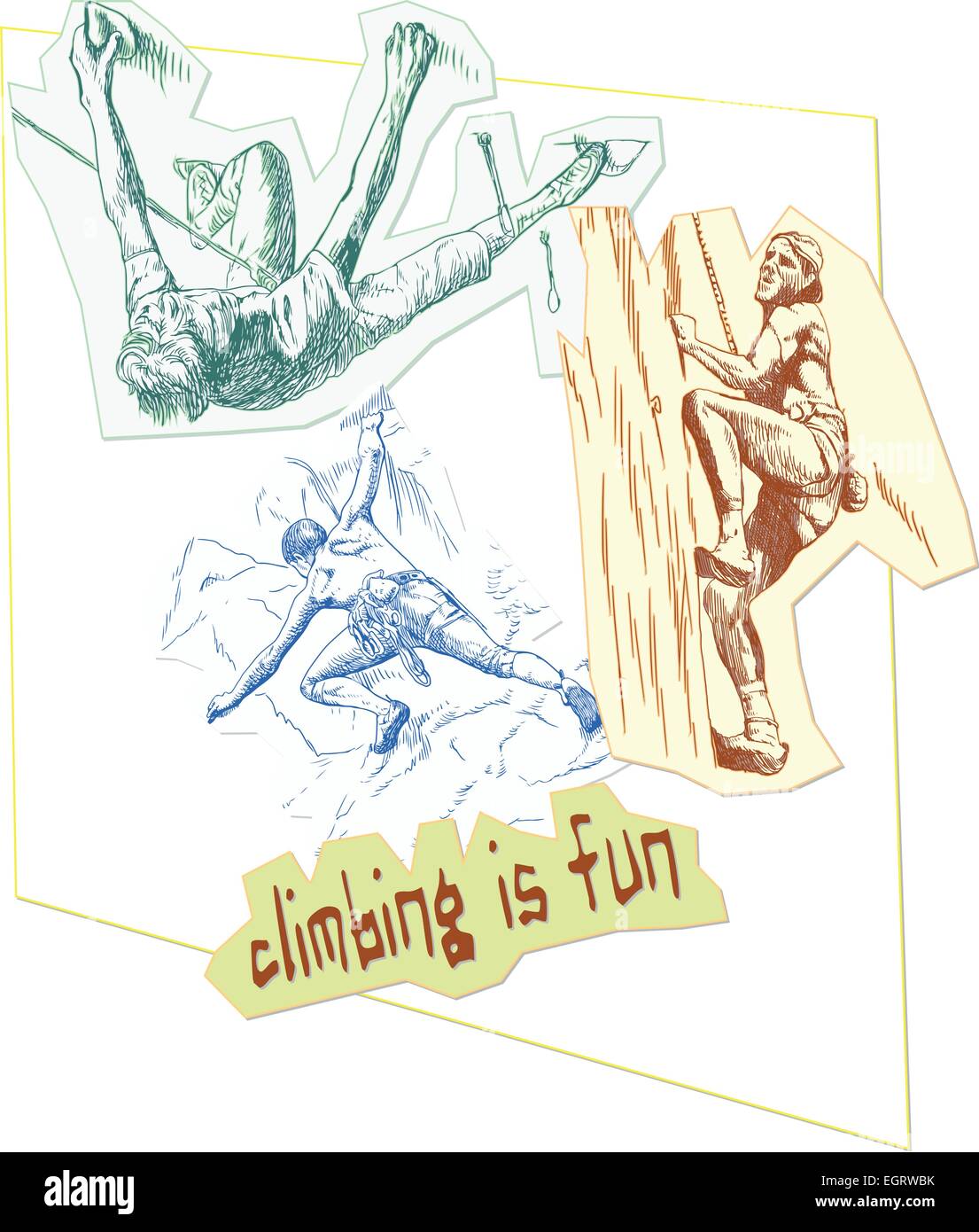 Une illustration à la main (dessin au trait) - climber (thème : l ...
