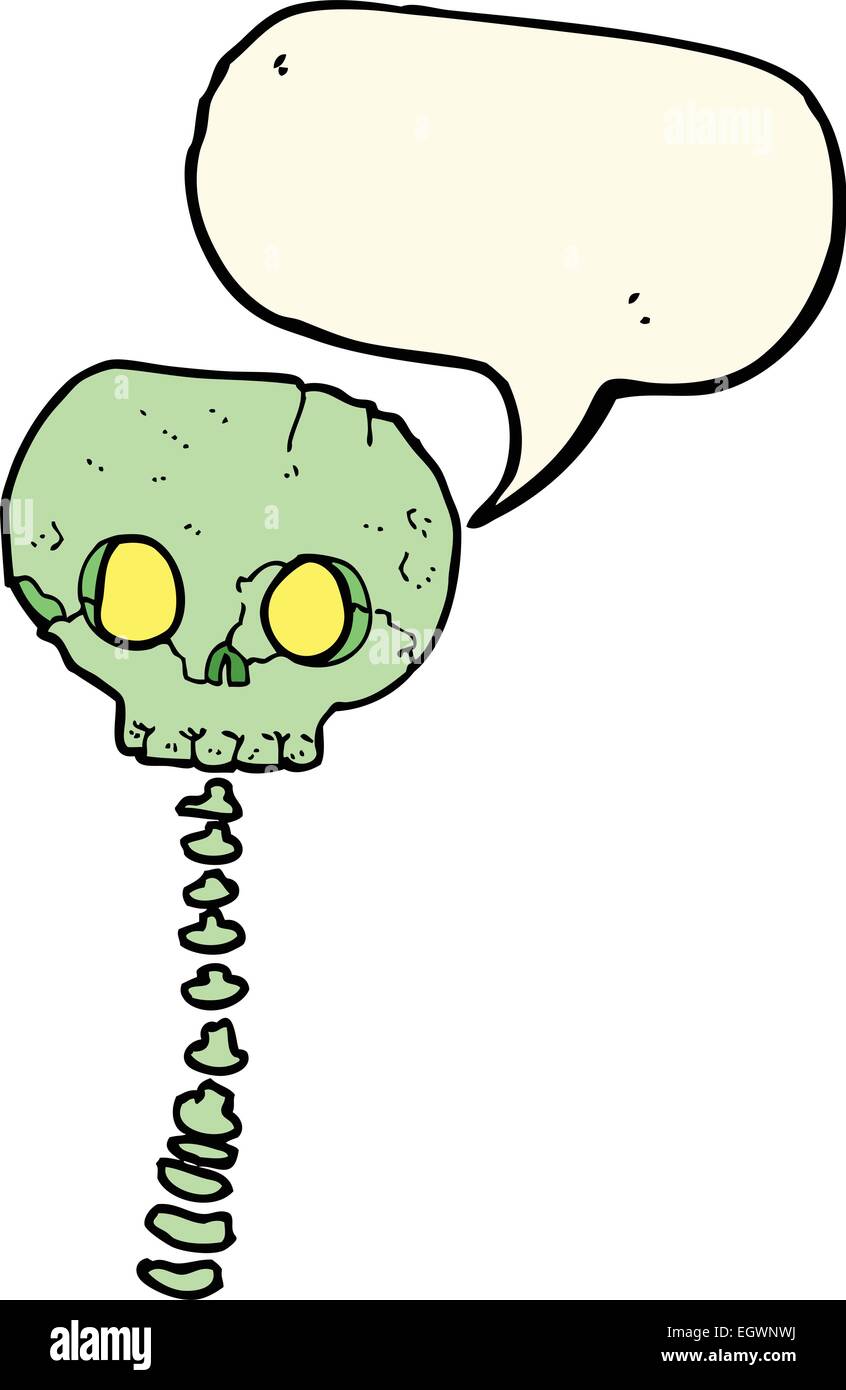 Spooky caricature du crâne et de la colonne vertébrale avec bulle Image ...