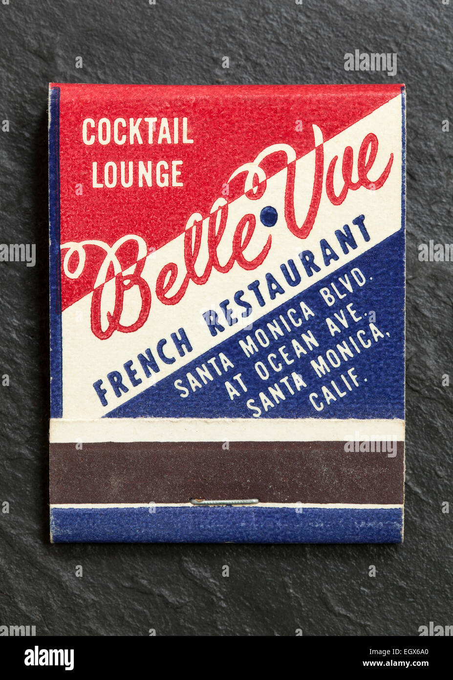 American Vintage publicité Allumettes Belle Vue Restaurant Santa Monica ...