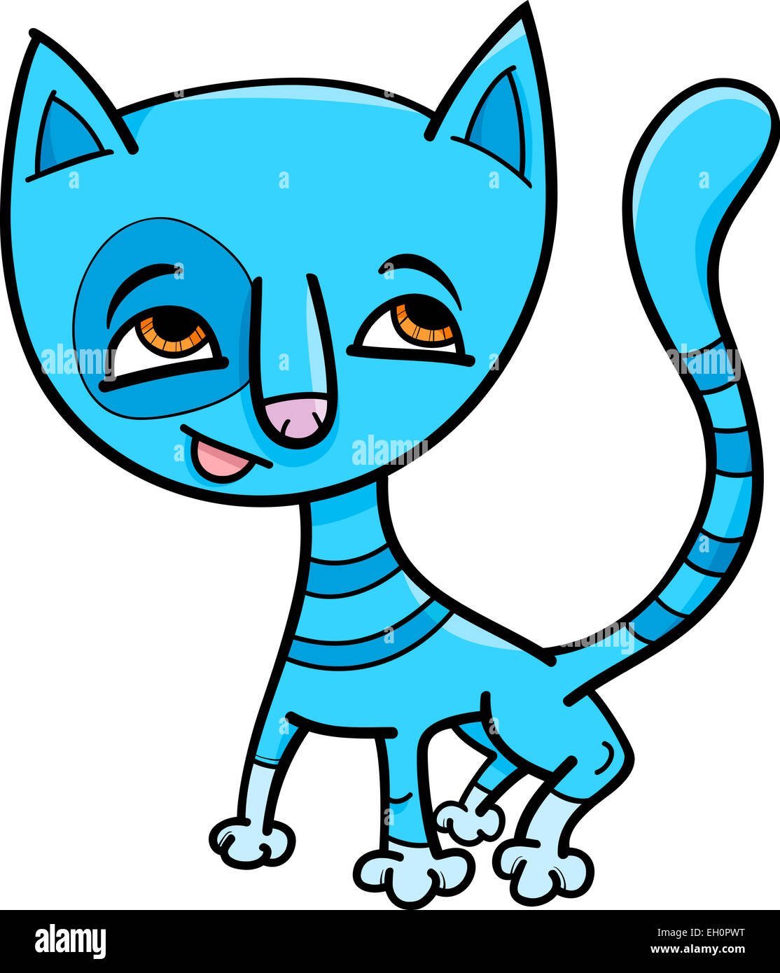 Cartoon Illustration de Mignon chaton bleu Photo Stock - Alamy