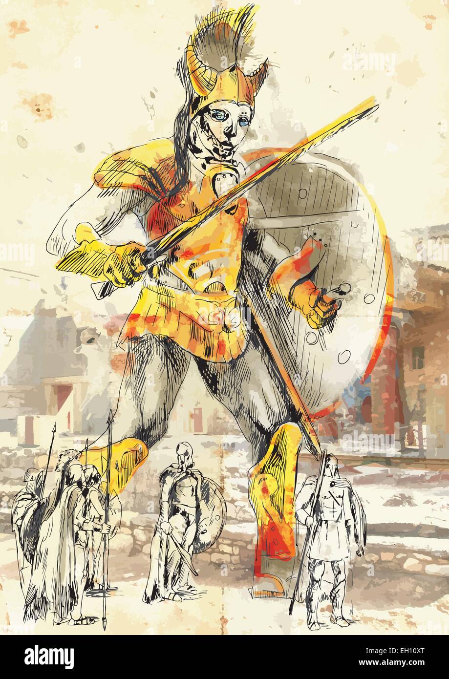 Un hand drawn vector illustration. Dans la mythologie grecque, TALOS ...