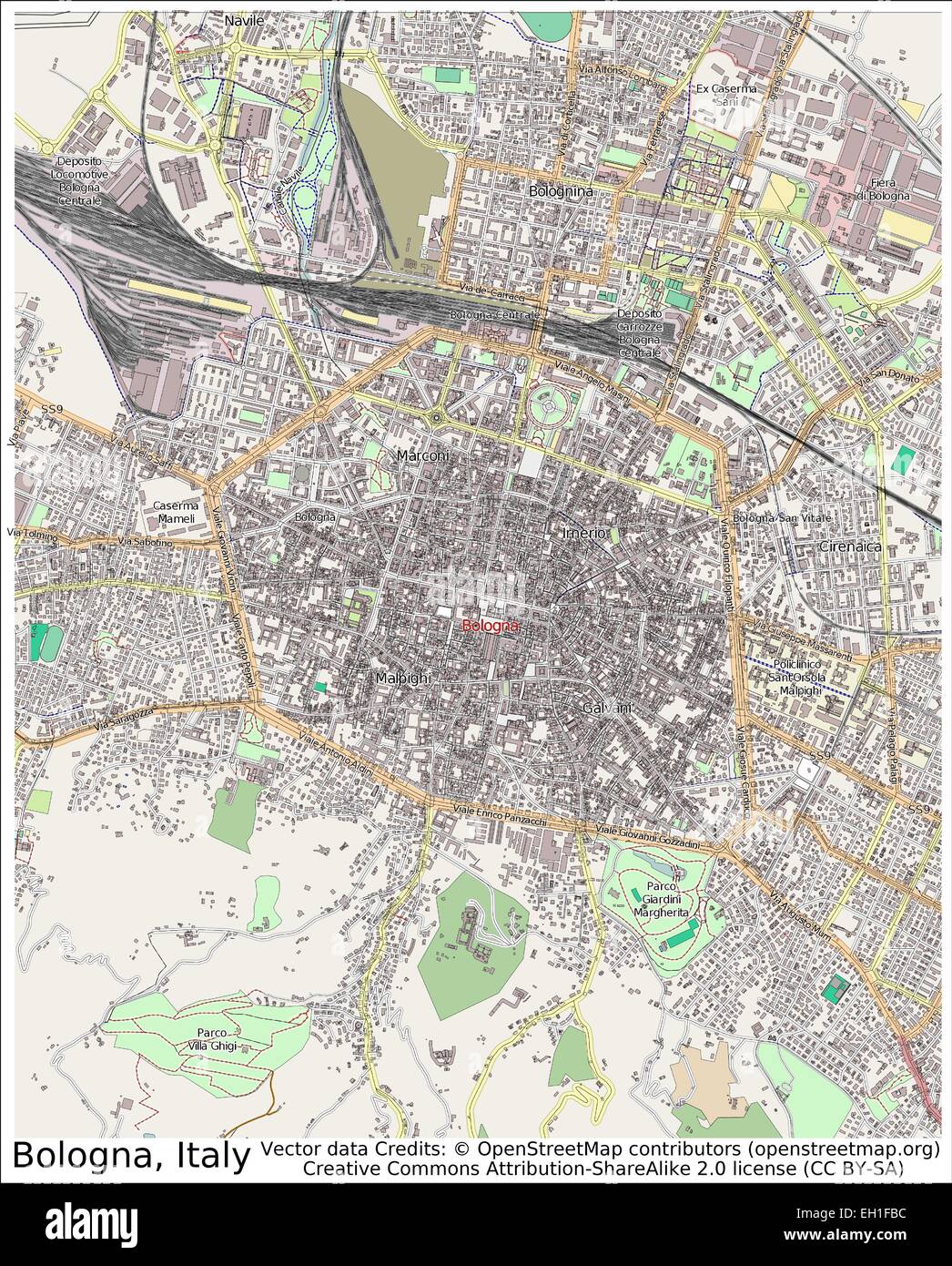 Bologna map Banque d'images vectorielles - Alamy
