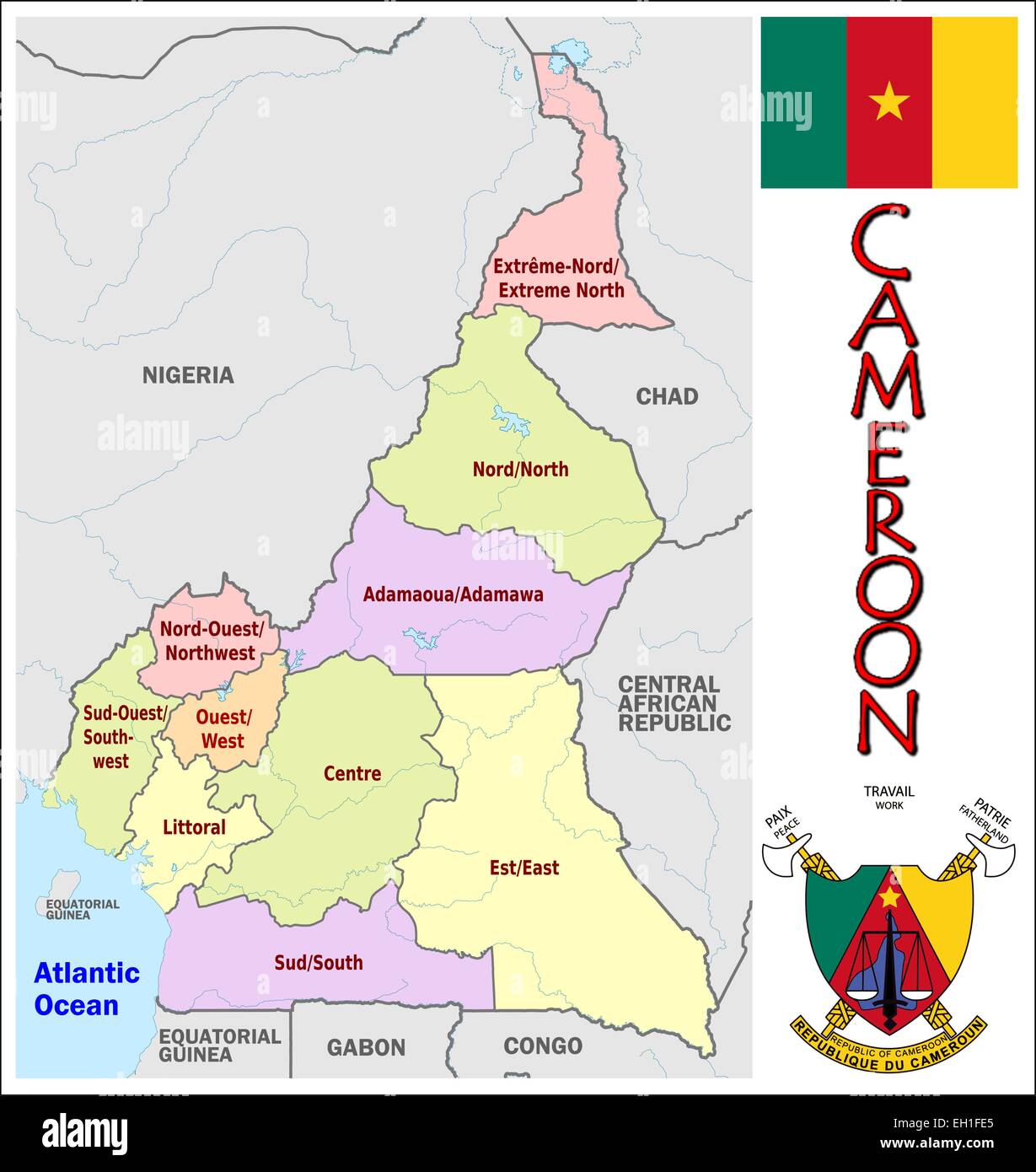 Carte Du Cameroun Avec Les Regions Banque d'image et photos - Alamy