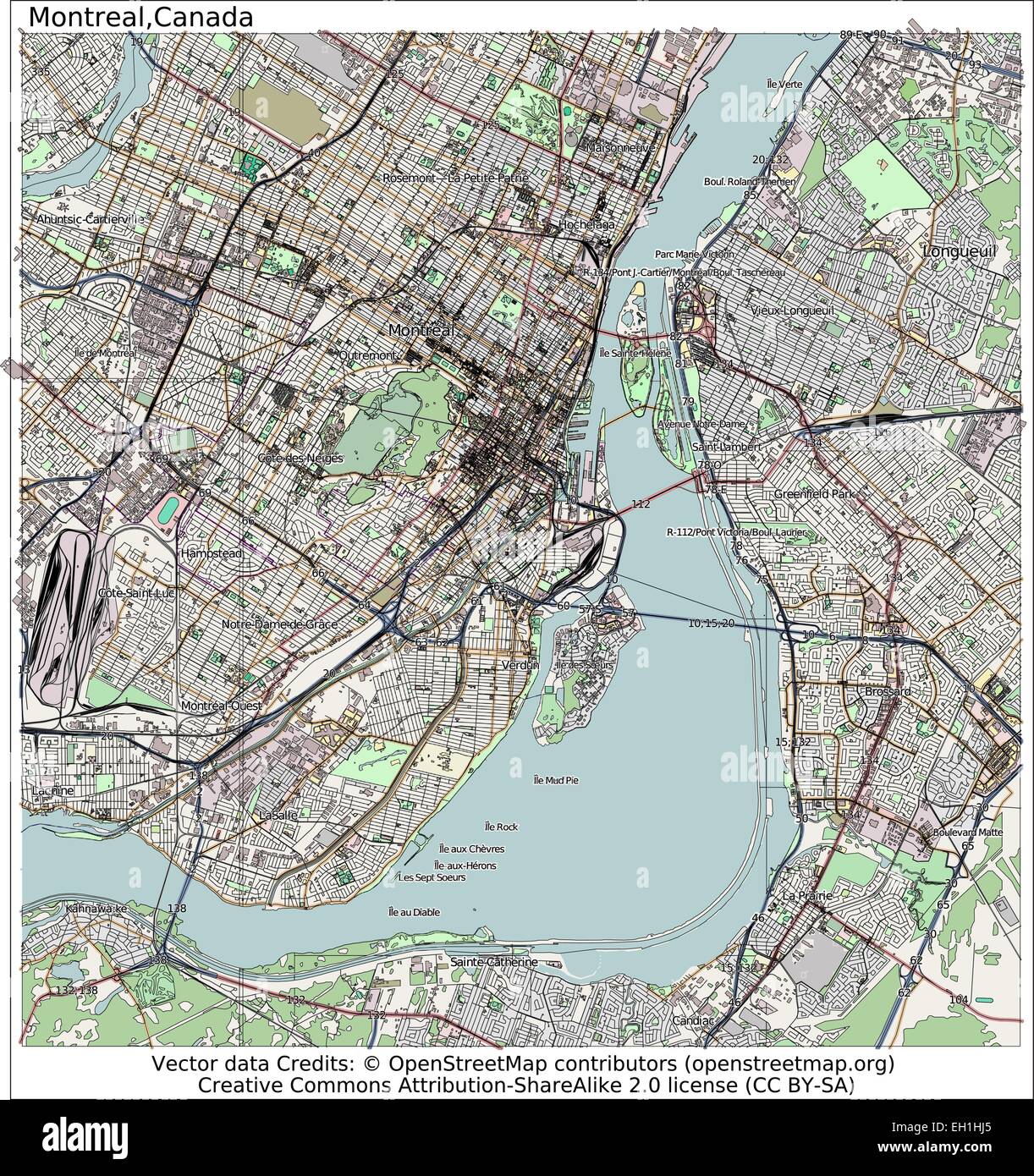 Montreal map Banque d'images vectorielles - Alamy
