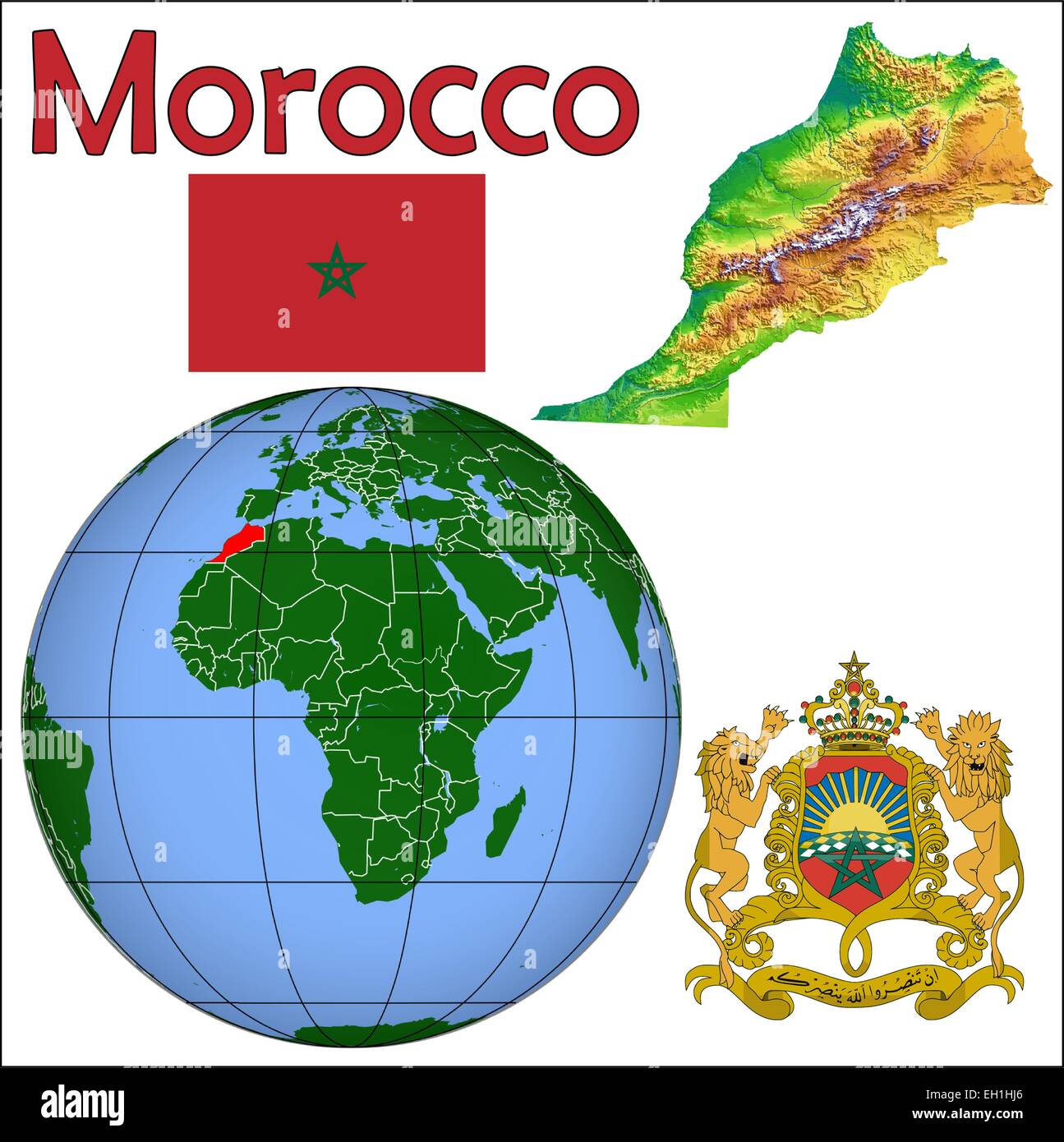 Map Of Morocco Globe Banque d'image et photos - Alamy
