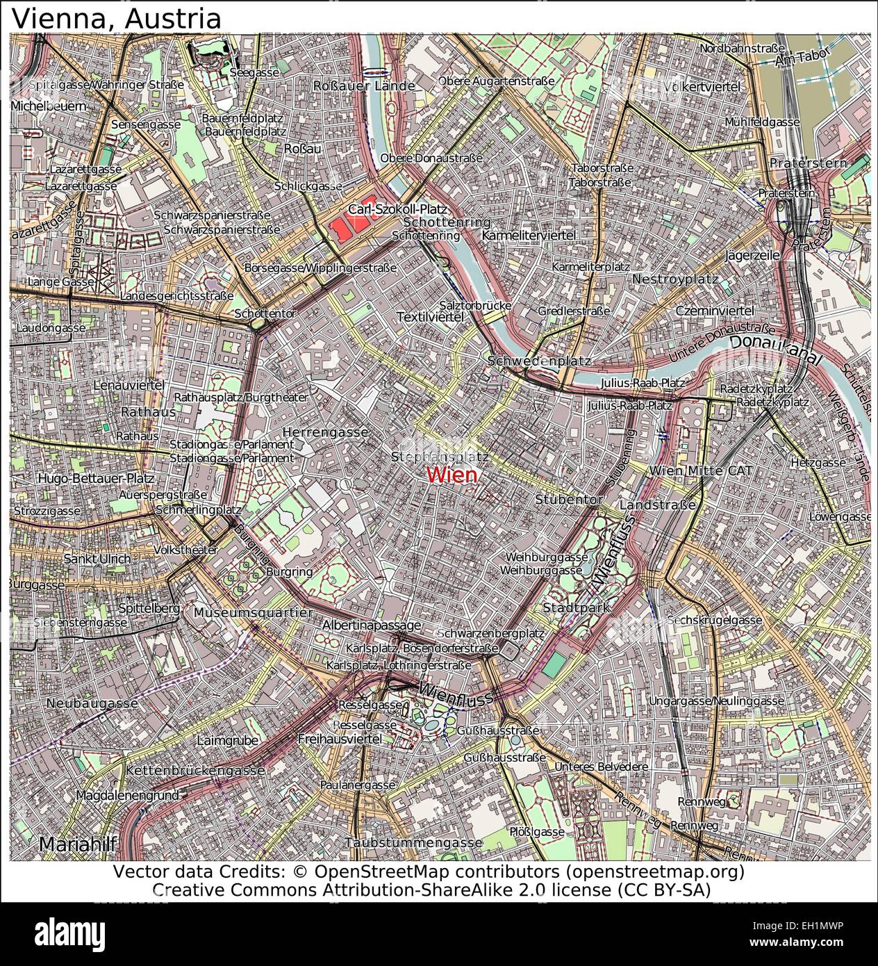Plan de la ville de vienne Banque d'images vectorielles - Alamy